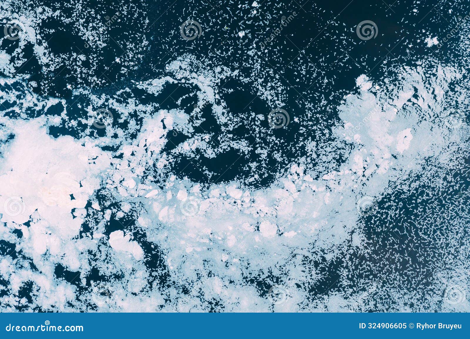 Aerial View Frozen River Background. Ice on Winter River Stock Image ...