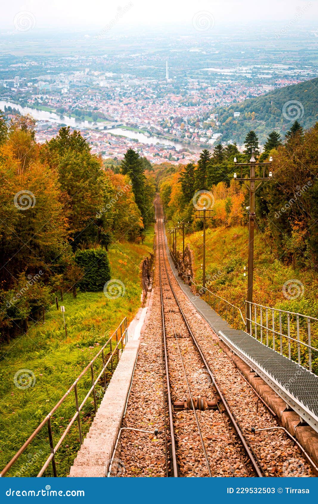 Aerial View and Funicular Track Stock Image - Image of wood, aerial ...