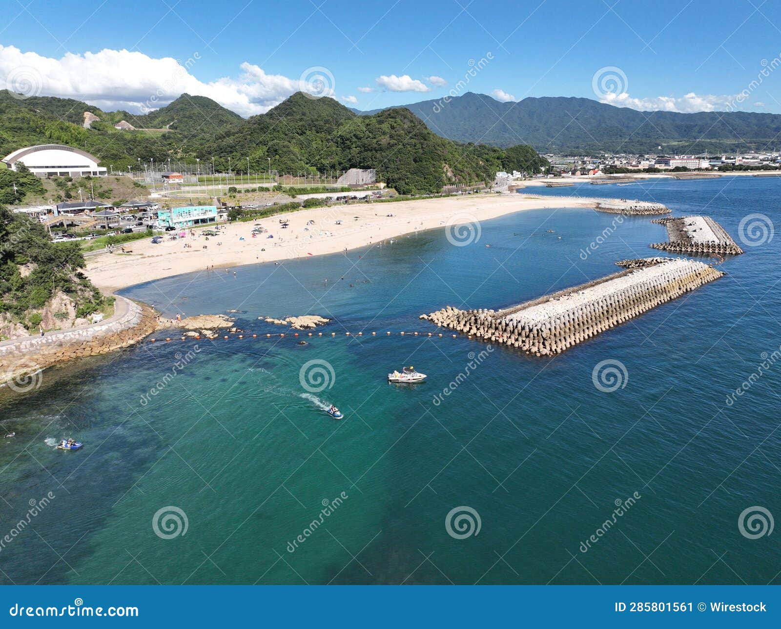 Aerial View of Fuwari Beach on a Sunny Day Stock Image - Image of white ...