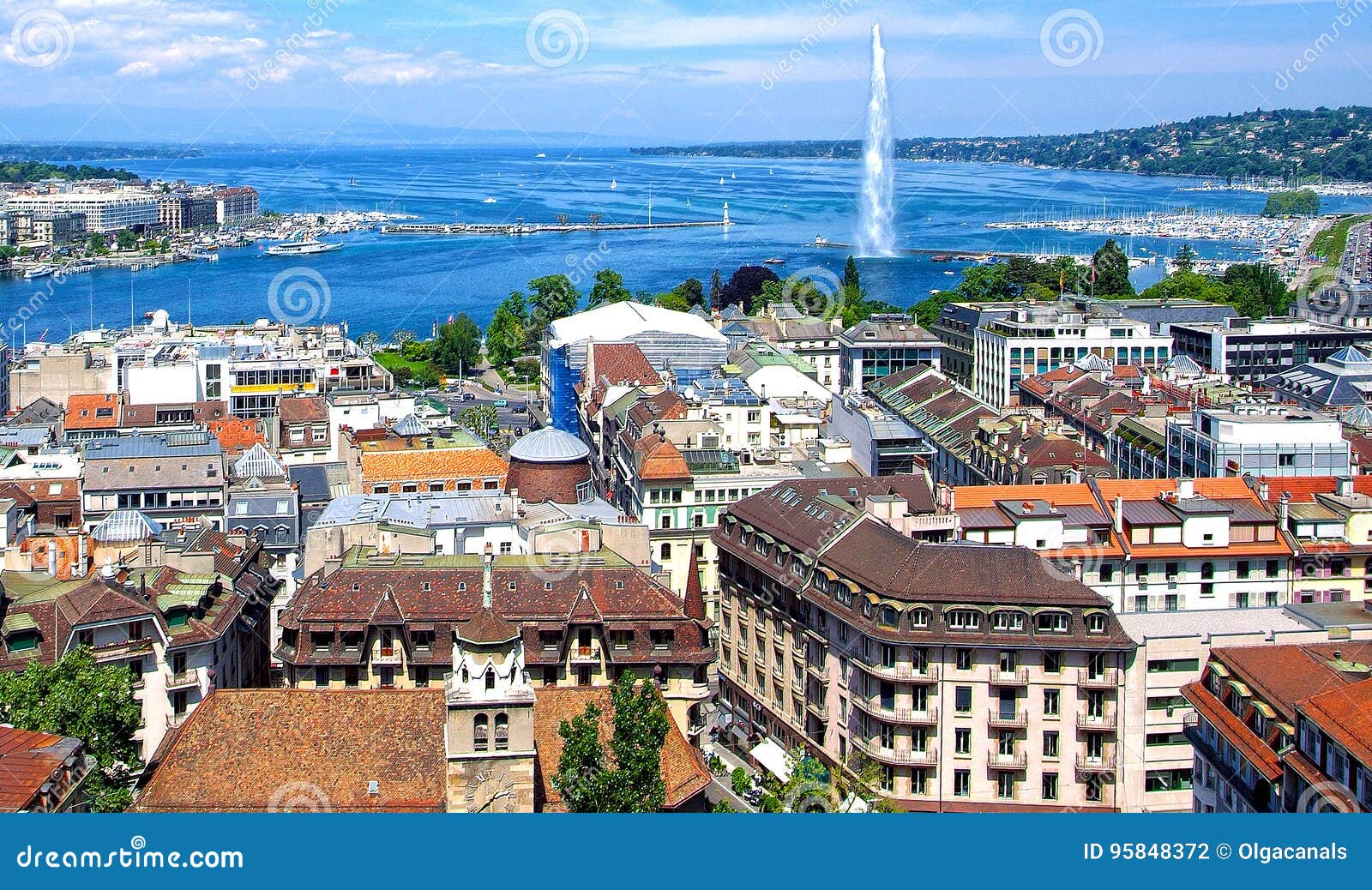 Aerial view of Geneva stock photo. Image of exterior - 95848372