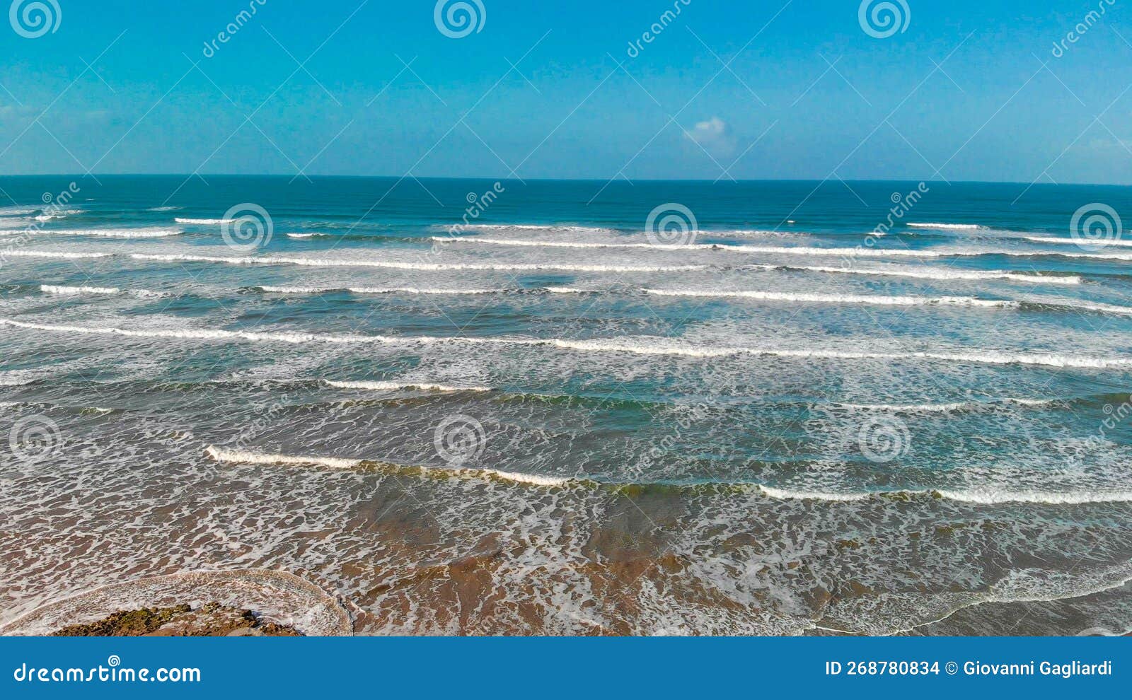 Aerial View of Gentle Waves Along the Beautiful Shoreline Stock Photo ...