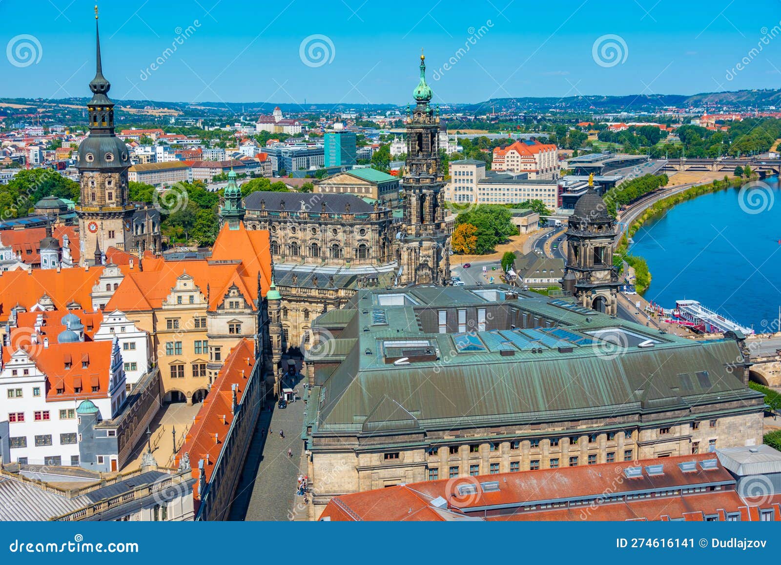 Aerial View of German Town Dresden Stock Image - Image of aerial ...