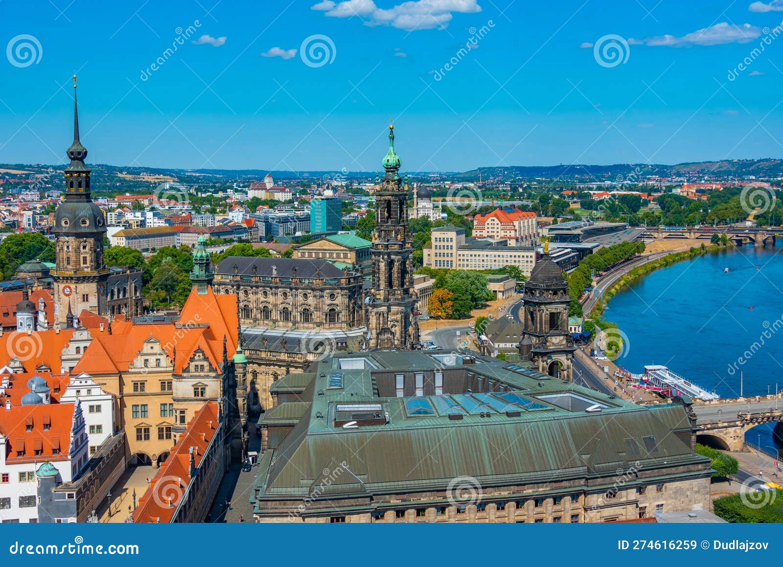 Aerial View of German Town Dresden Stock Image - Image of river ...