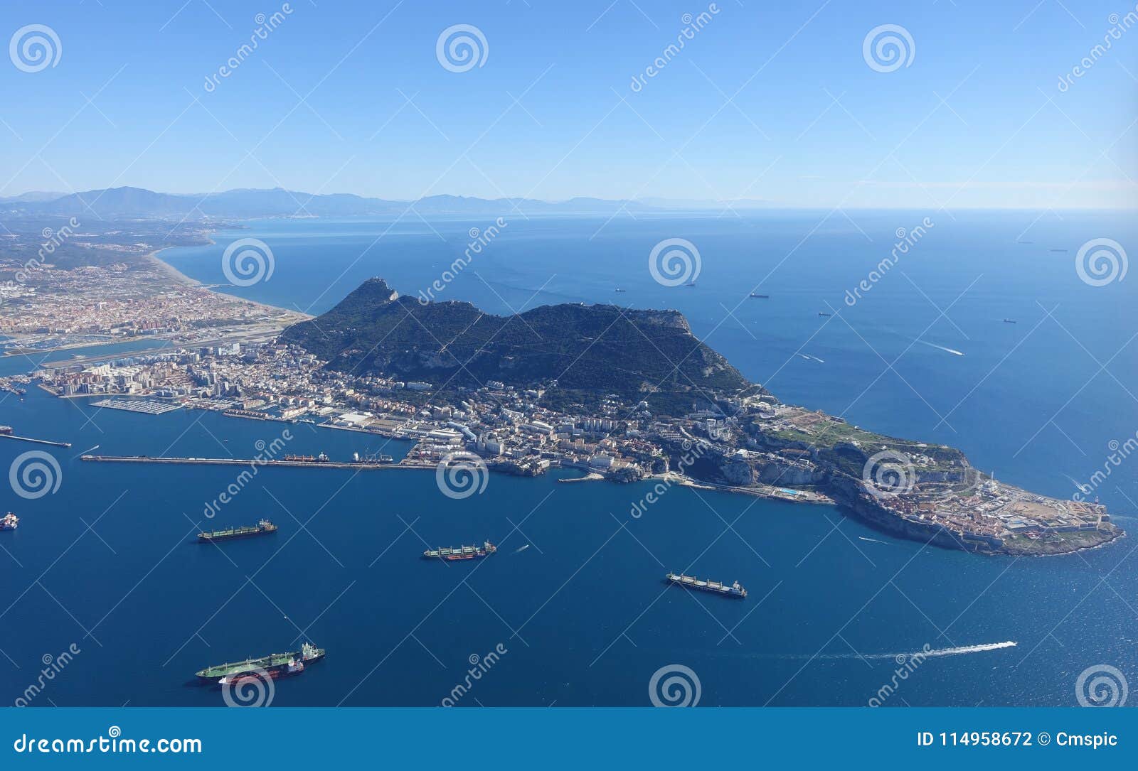 Aerial view of gibraltar stock photo. Image of aerial - 114958672