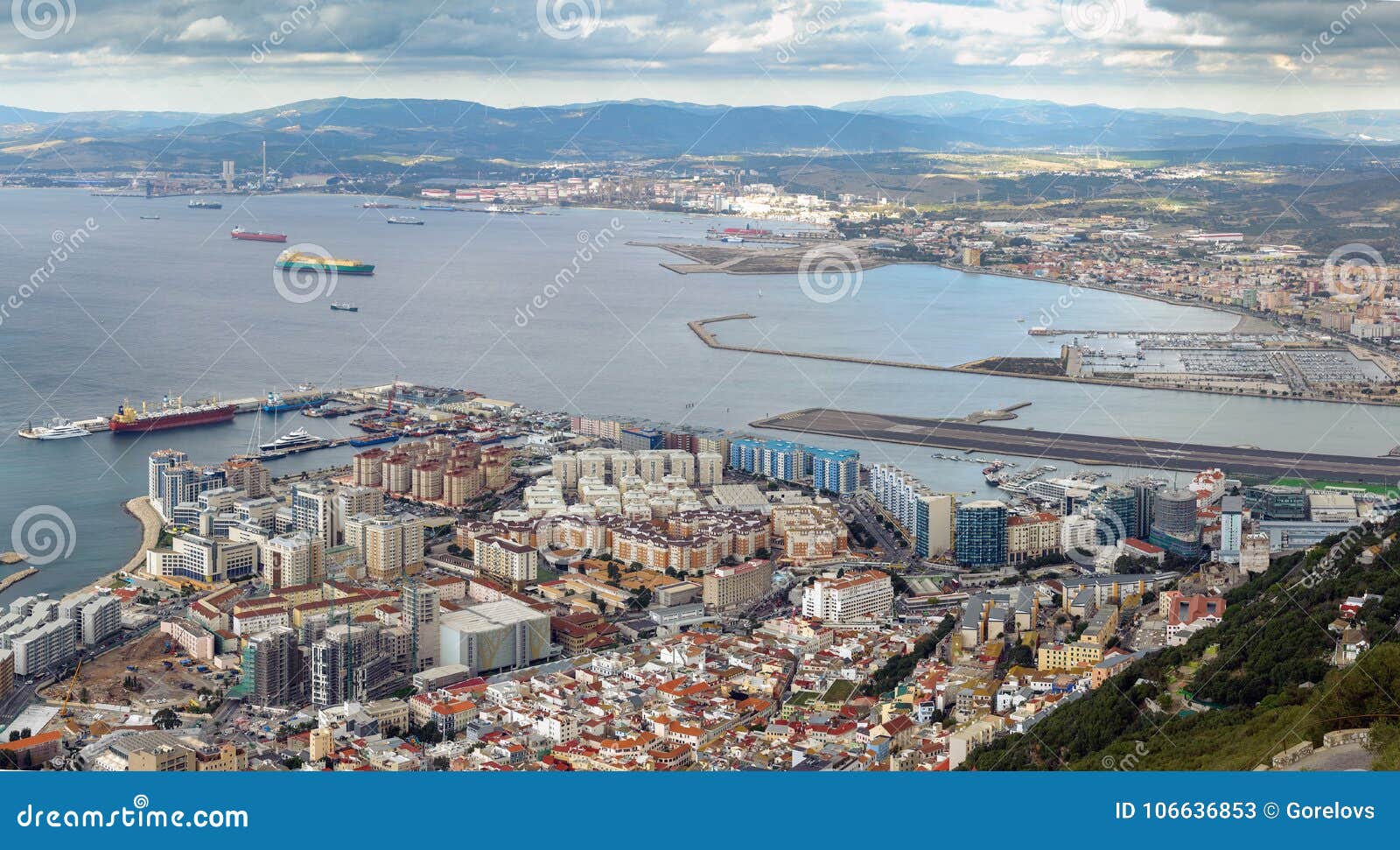 Aerial View on Gibraltar from Top of the Rock Stock Image - Image of ...