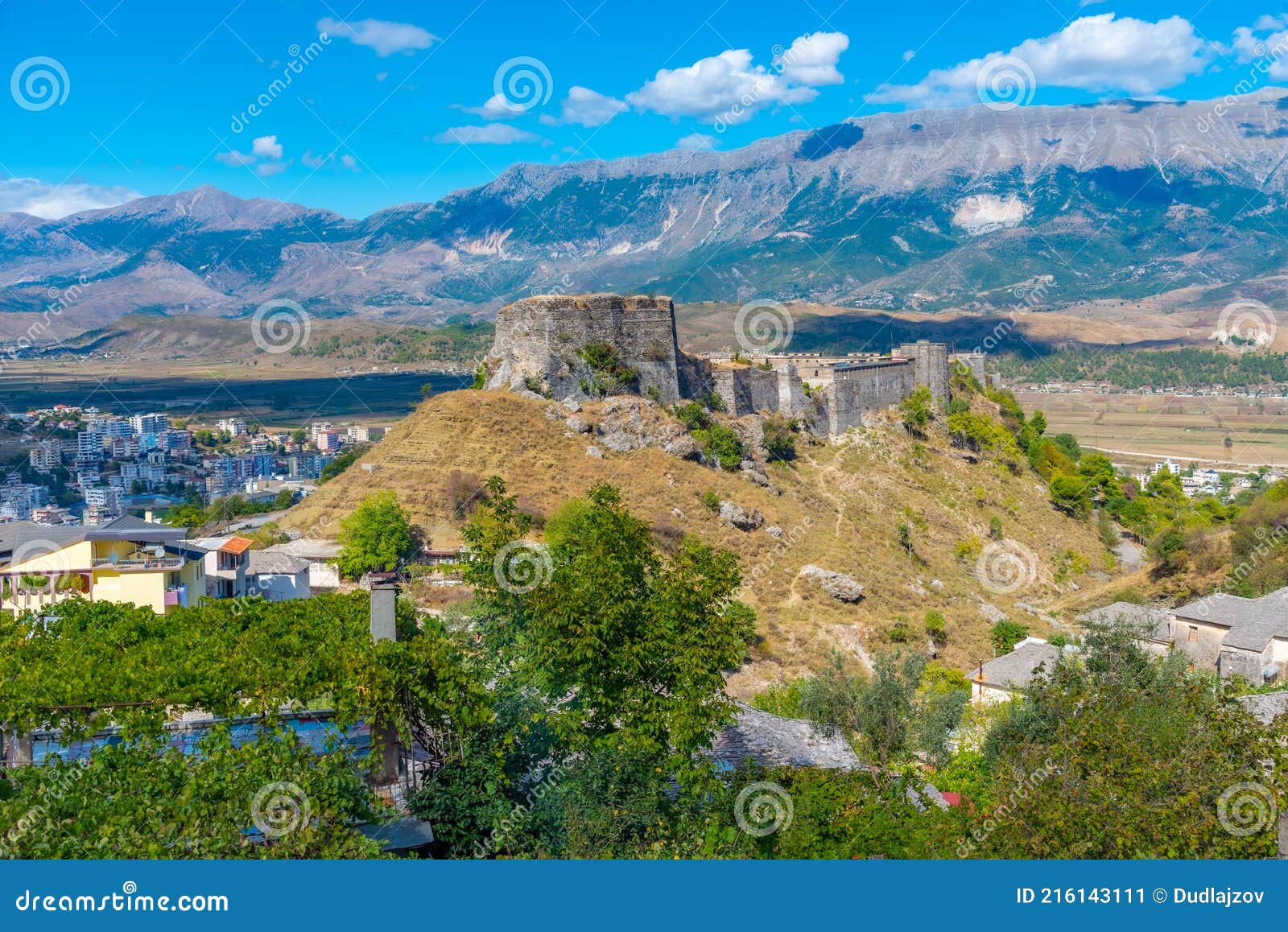 Aerial View of Gjirokaster Castle in Albania Stock Image - Image of ...