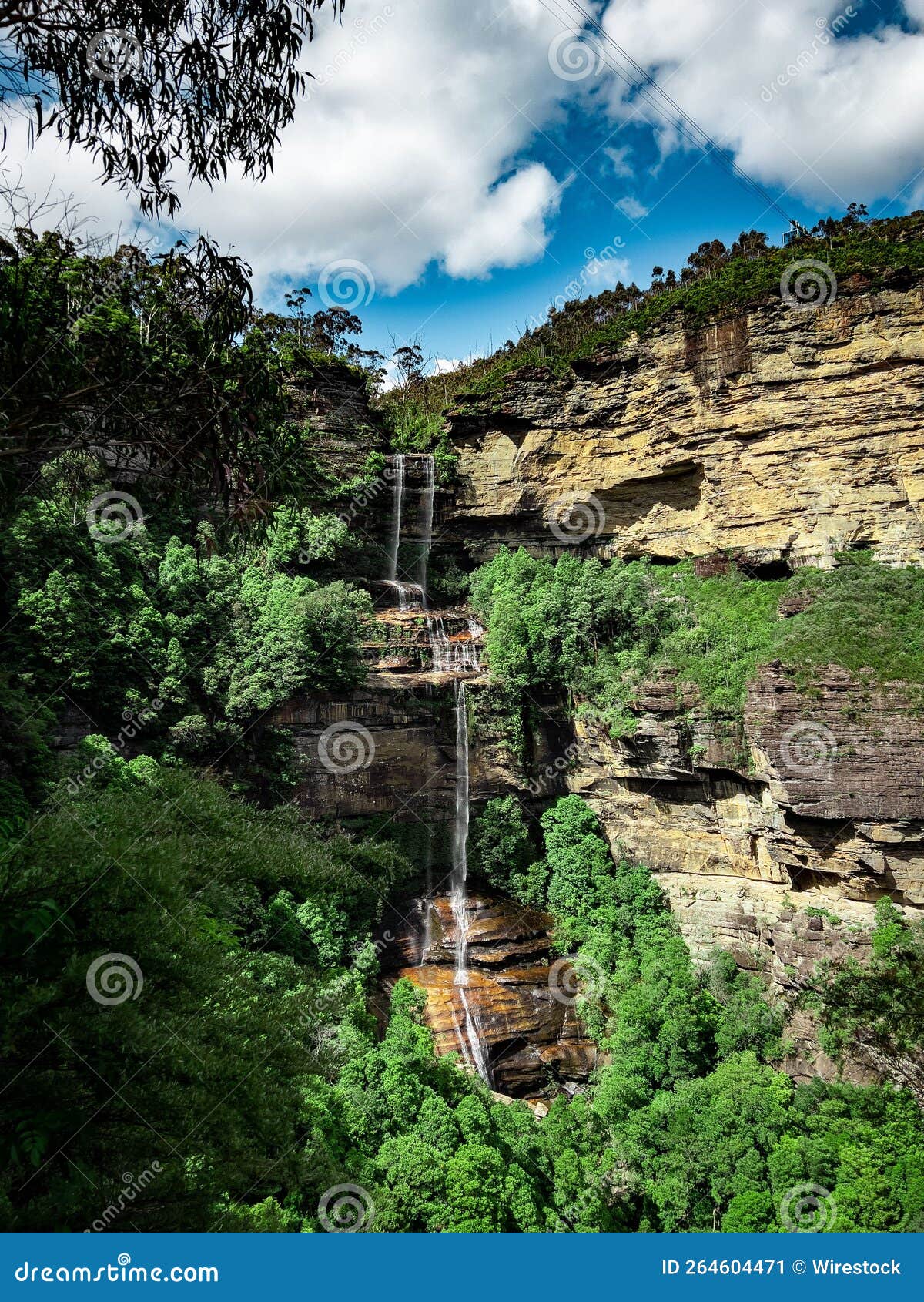 Aerial View of Glorious Waterfall Surrounded by Dense Trees Stock Image ...