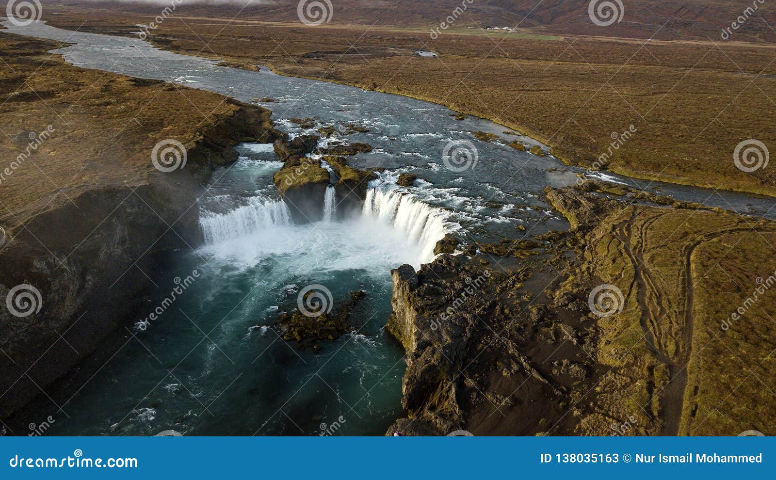 Aerial View of Godafoss in Northeastern Iceland Stock Image - Image of ...