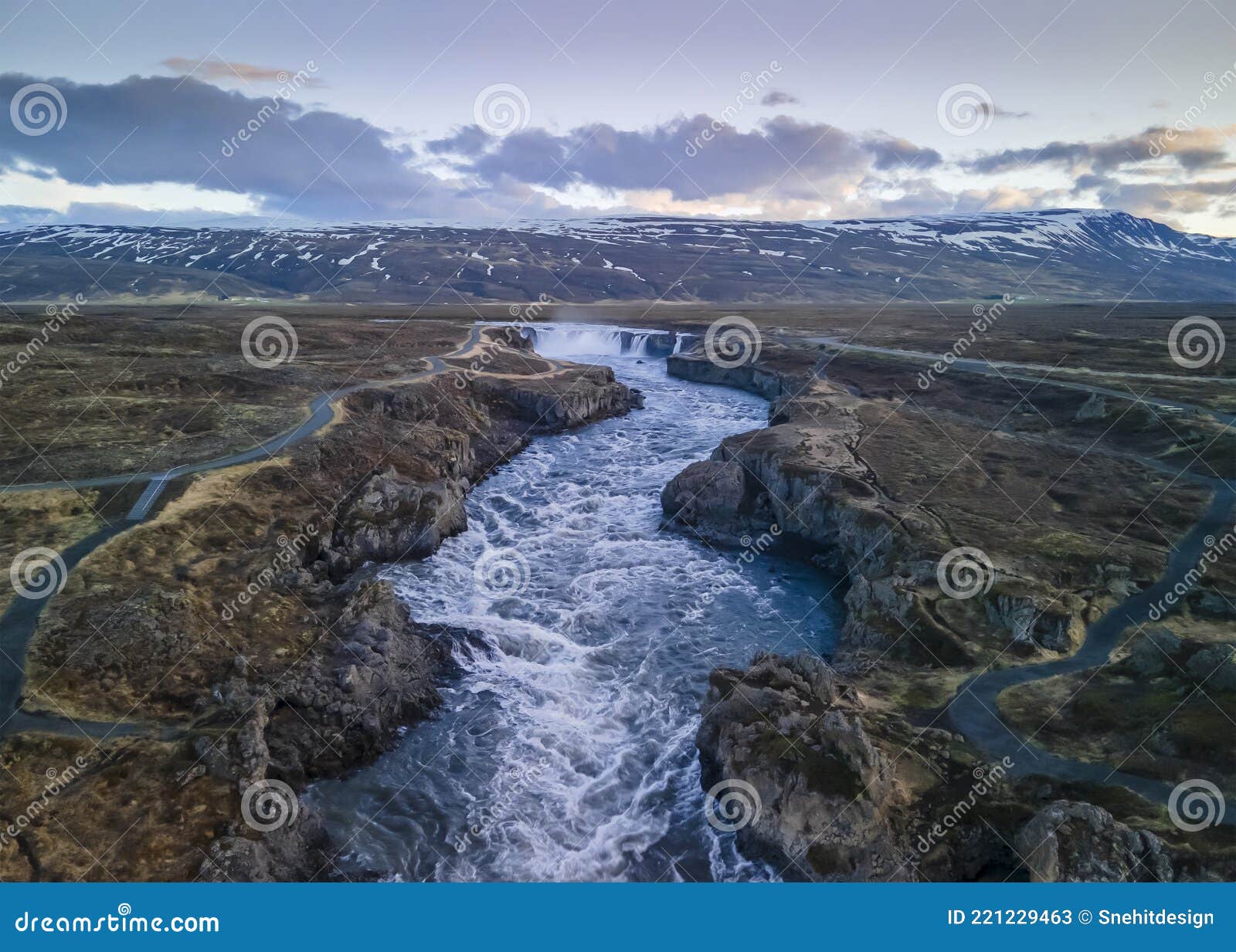 Aerial View of Godafoss Water Falls in Iceland Stock Image - Image of ...