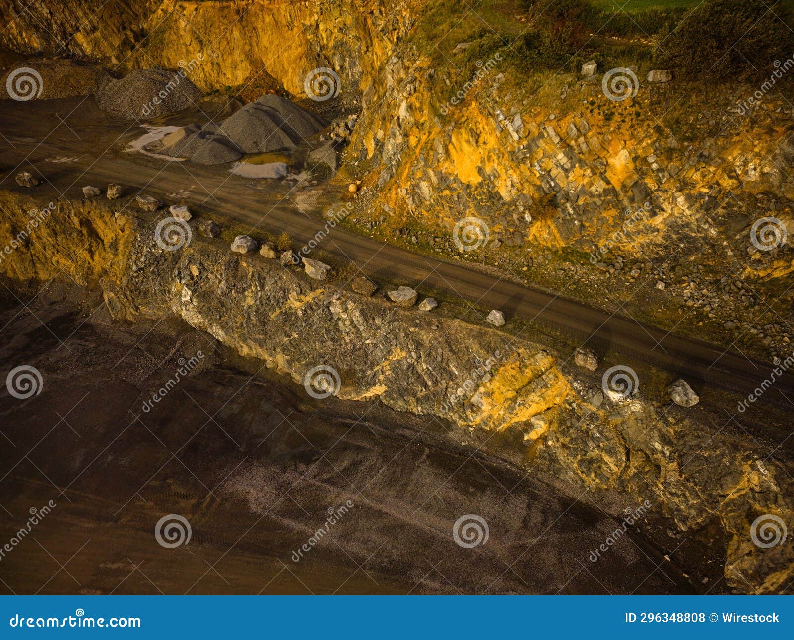 Aerial View of Golden Rock Formations in a Mine. Stock Photo - Image of ...
