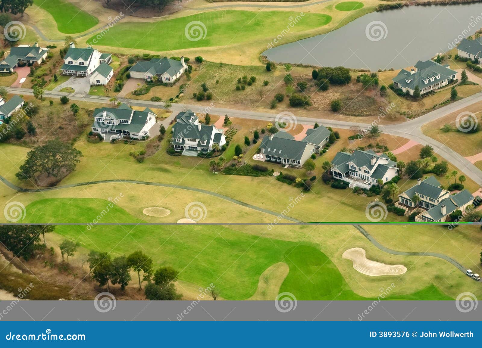 Aerial View of Golf Community Stock Photo - Image of house, bunker: 3893576