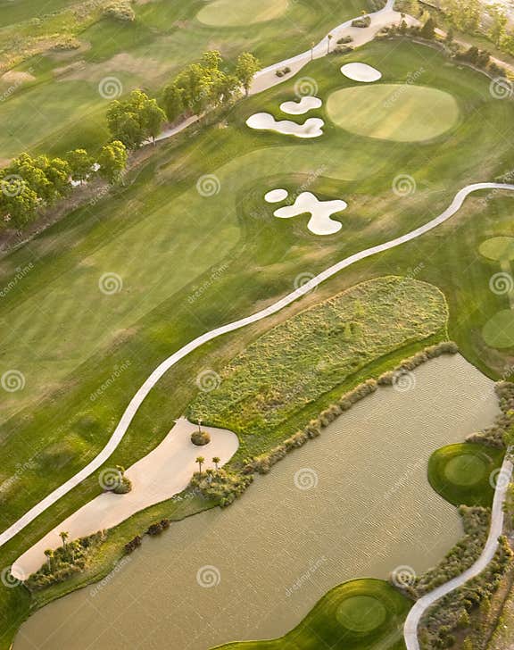 Aerial view of golf course stock photo. Image of landscaping - 5123850