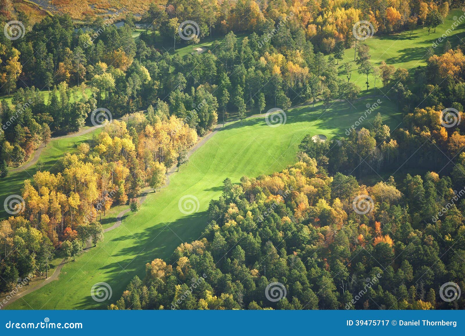 Aerial View of Golf Course in the Fall Stock Image - Image of sand ...