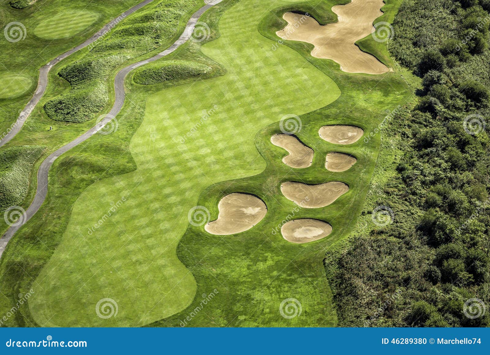 Aerial view of golf course stock photo. Image of grass - 46289380