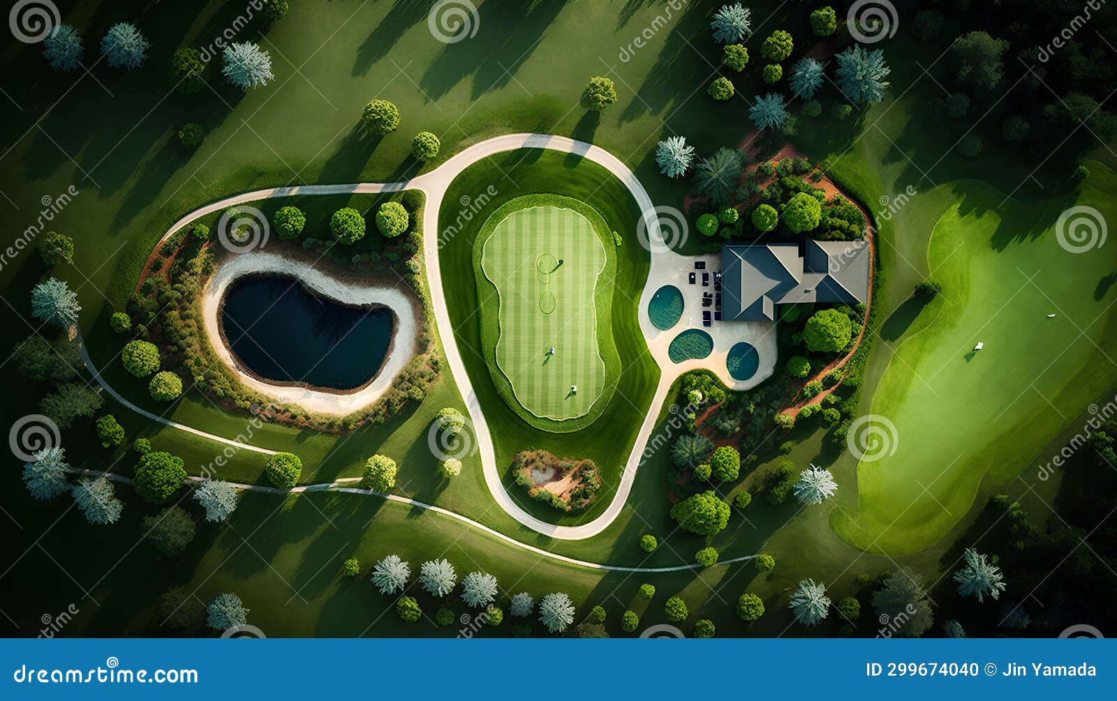Aerial View of Golf Course in the Middle of Green Field. Stock ...