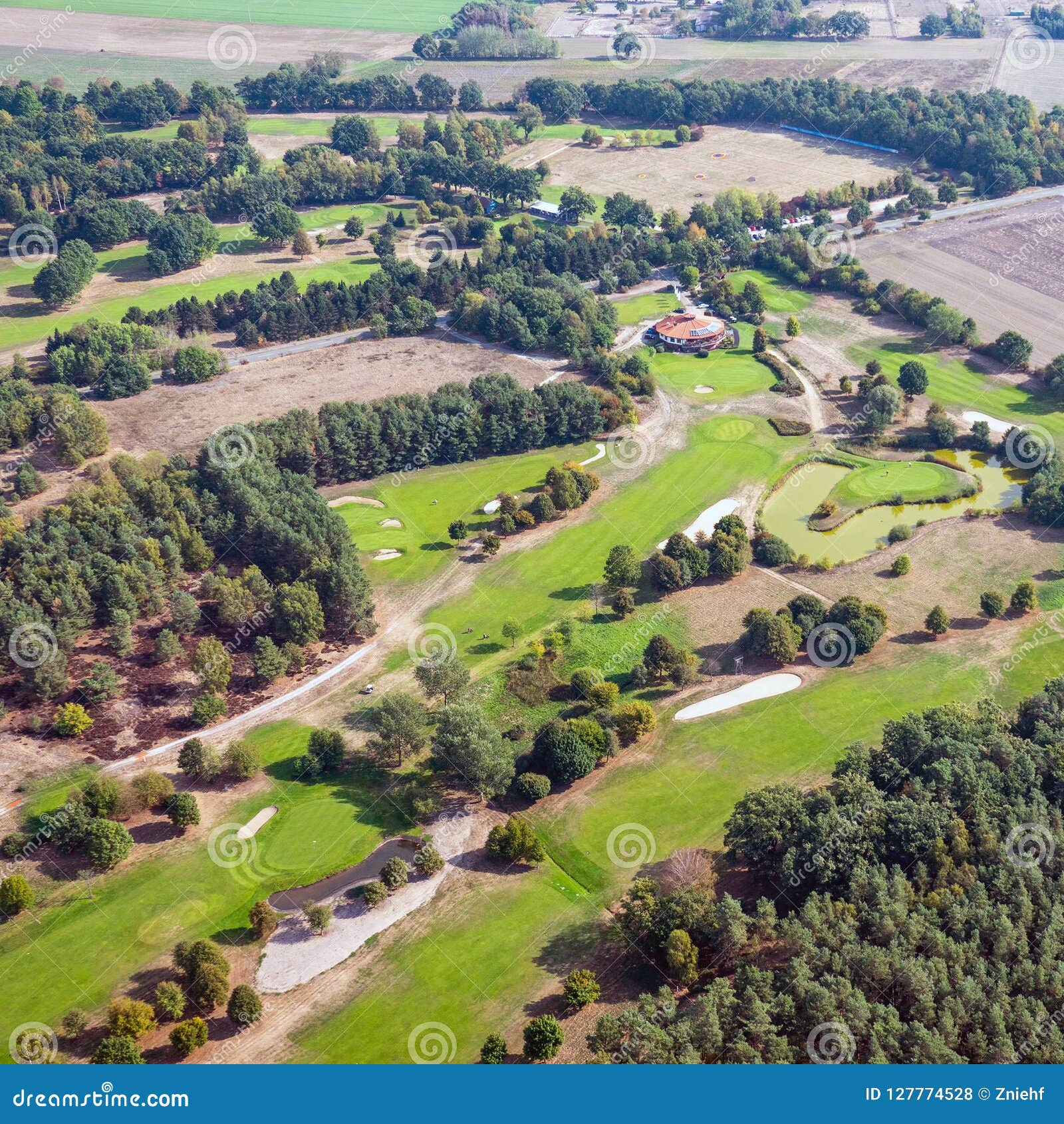 Aerial View of a Golf Course in the North German Heath Landscape Stock ...