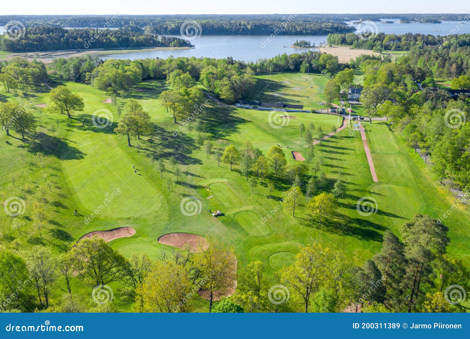 Aerial View of Golf Course in Summer Stock Image - Image of golfing ...