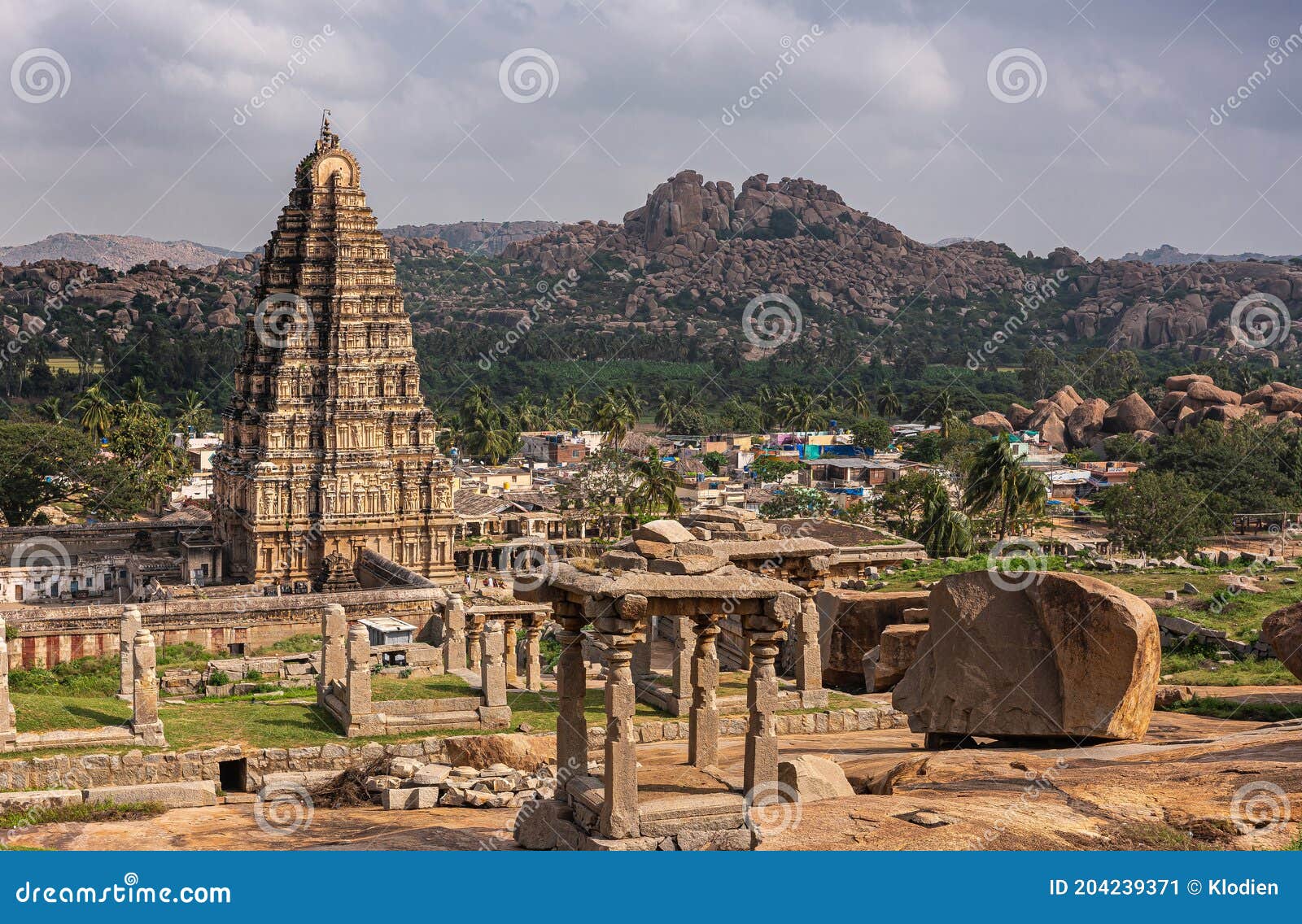 Aerial View on Gopuram and Surroundings at Virupaksha Temple, Hampi ... Aerial View on Gopuram and Surroundings at Virupaksha Temple, Hampi ...