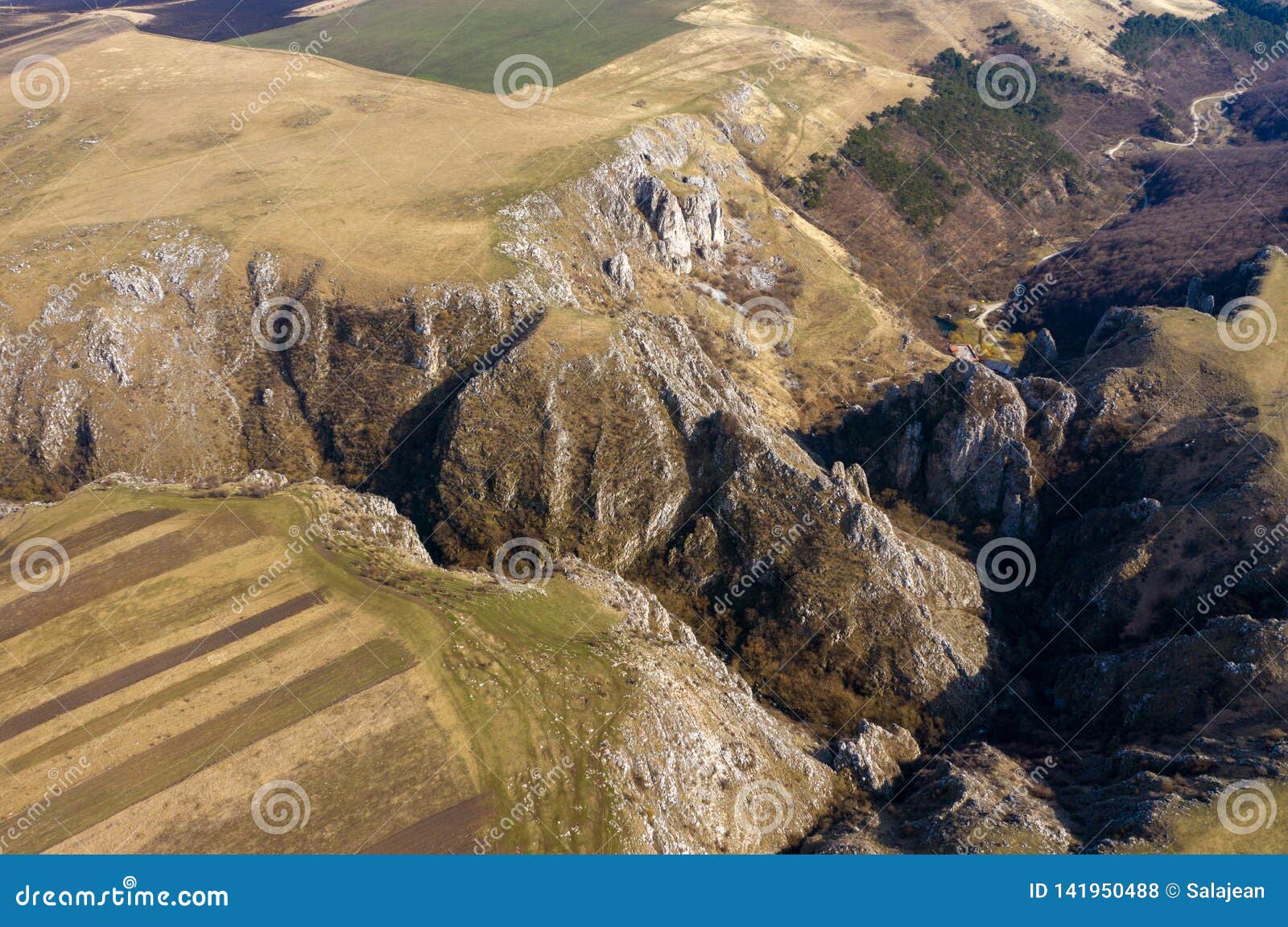 Aerial view of a gorge stock photo. Image of geological - 141950488