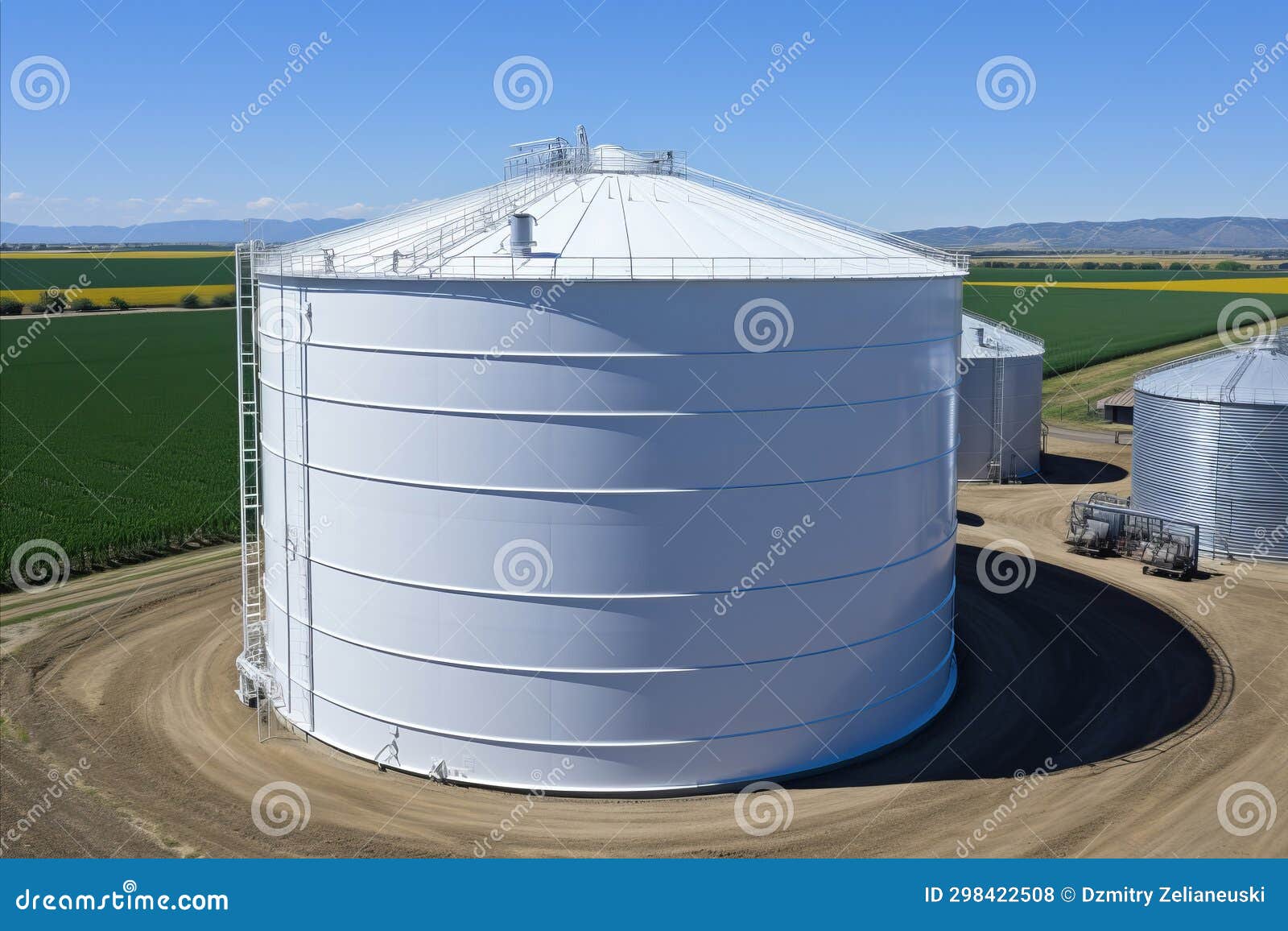 Aerial View of a Grain Storage Container Stock Illustration ...