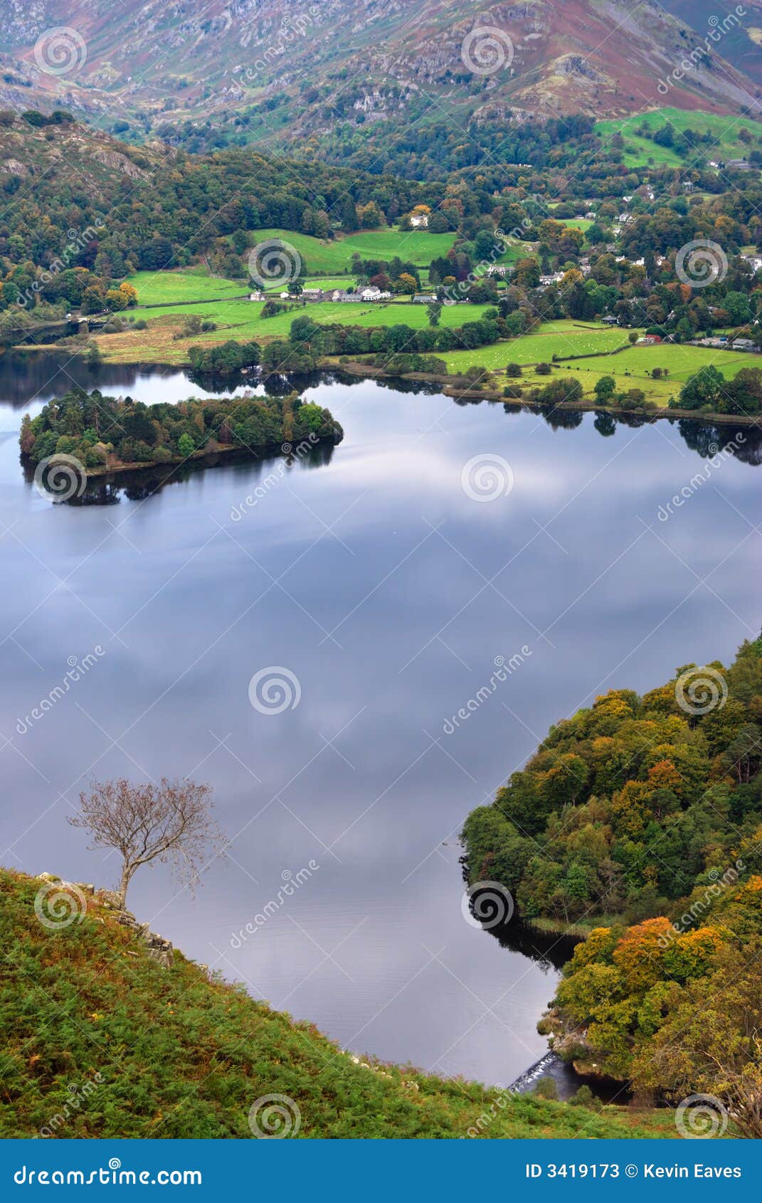 Aerial View of Grasmere in Aut Stock Image - Image of england, fells ...
