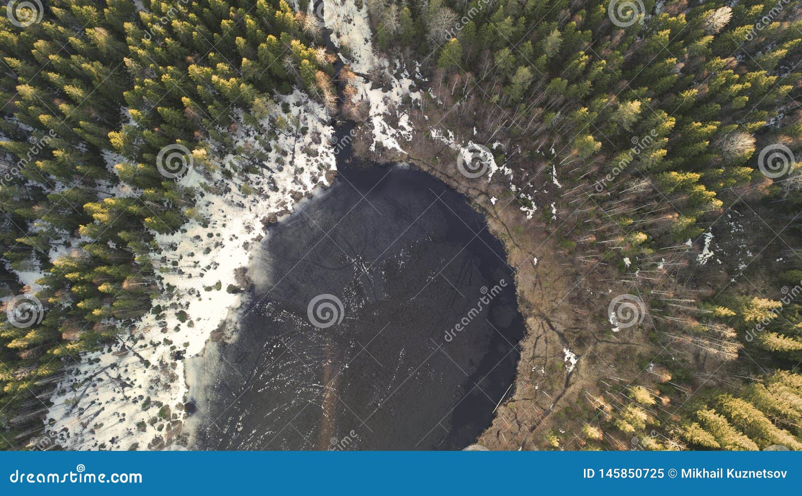Aerial View of the Great Lake during Spring Day with Snow Stock Image ...
