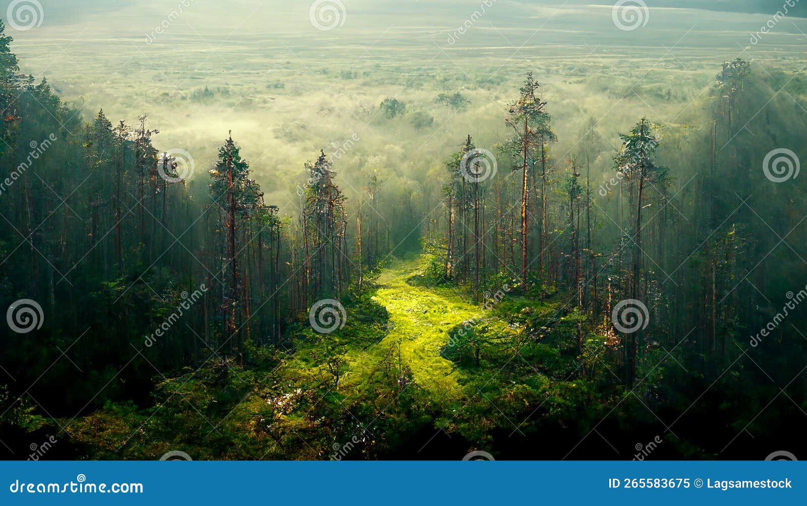 Aerial View of Green Forest on the Mountain with Sky Background ...