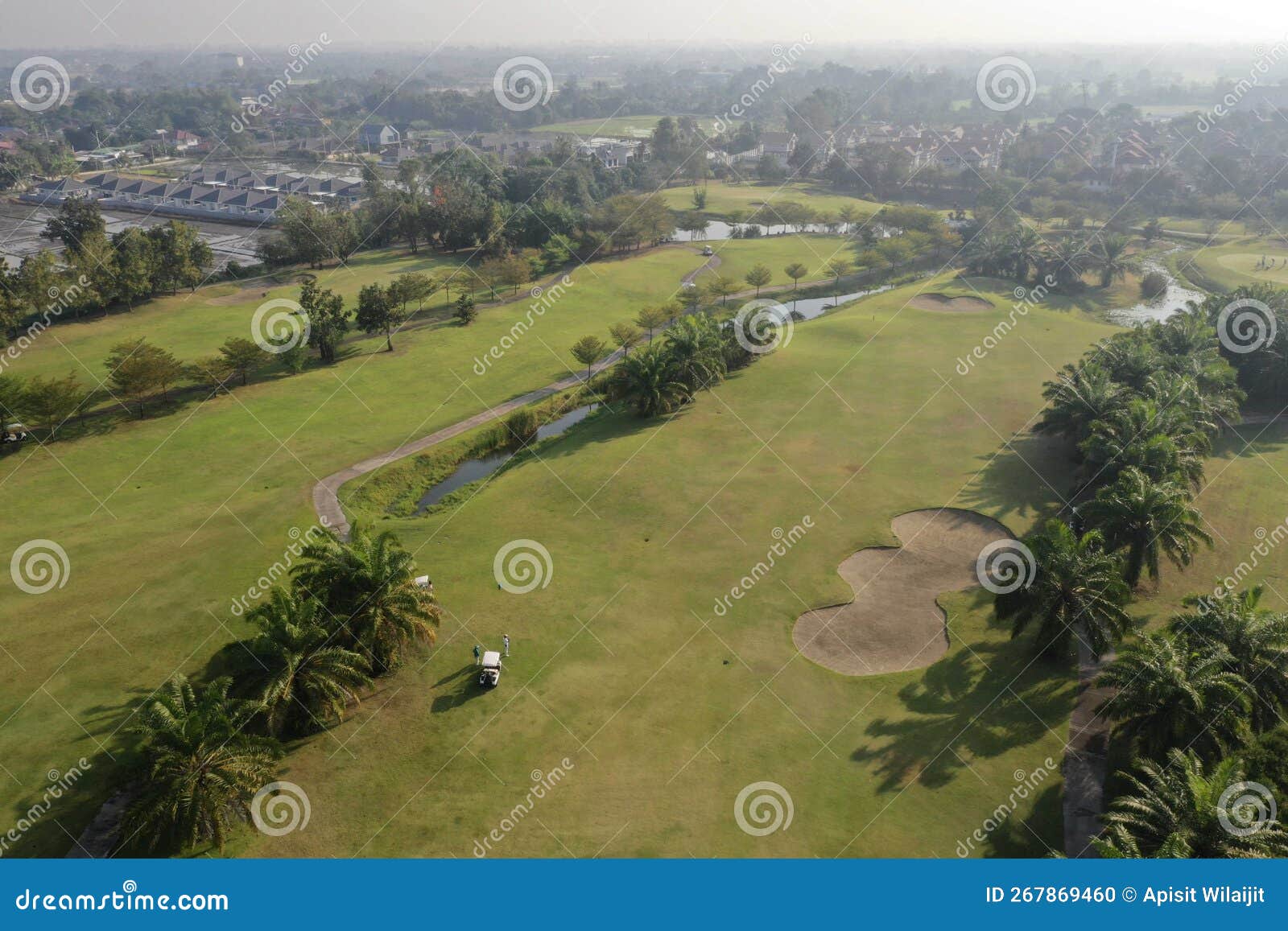 Aerial View Green Golf Course in the Morning. Stock Photo - Image of ...