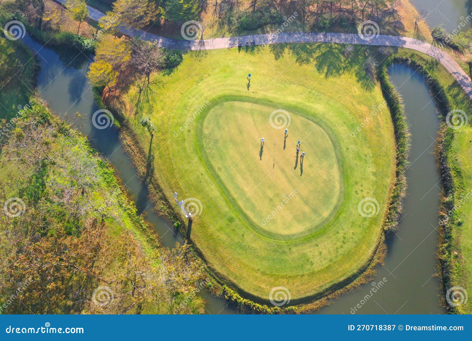 Aerial View Green Golf Course in the Morning. Stock Image - Image of ...