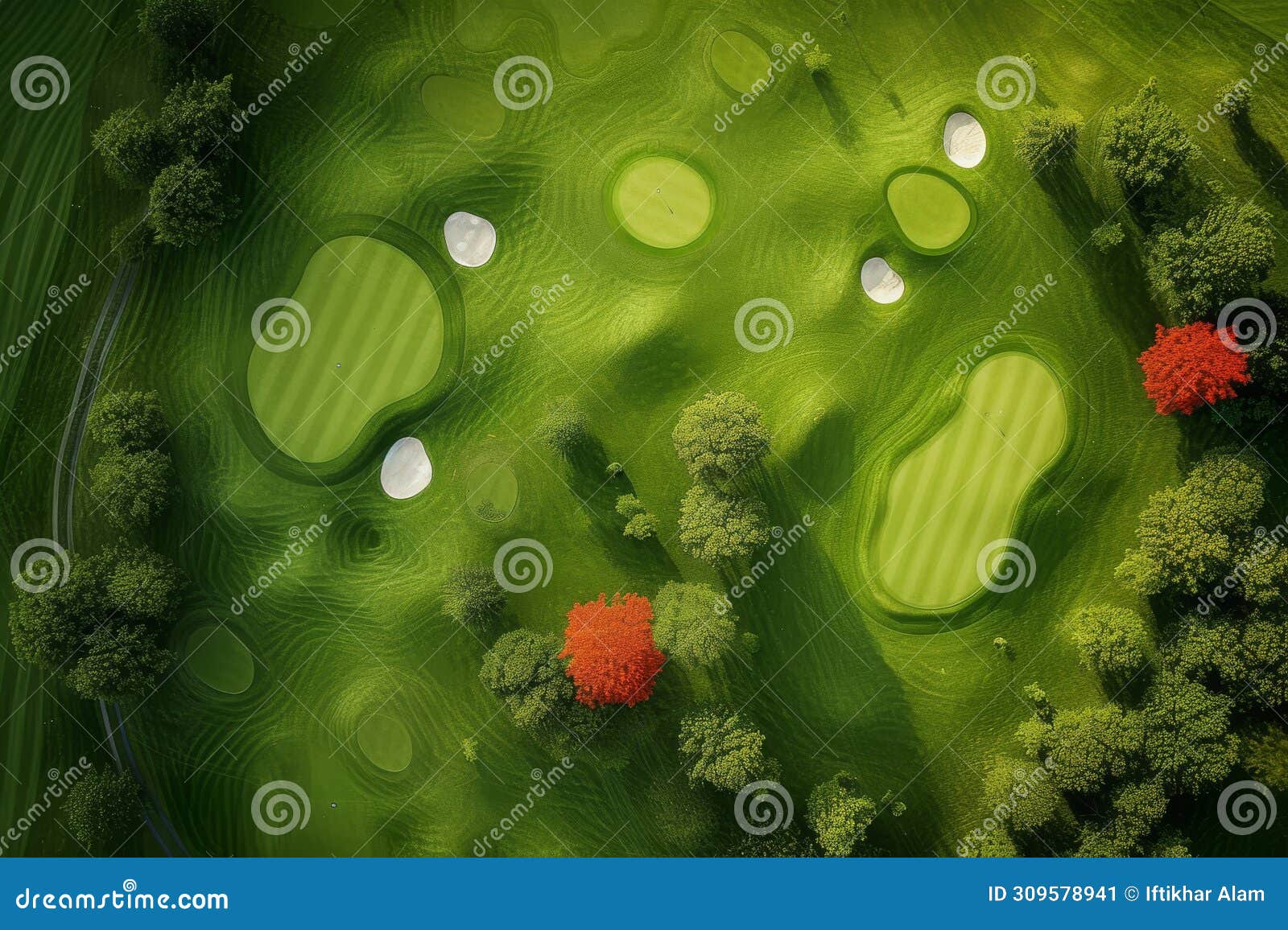 Aerial View of a Green Golf Course, an Overhead View of a Golf Course ...