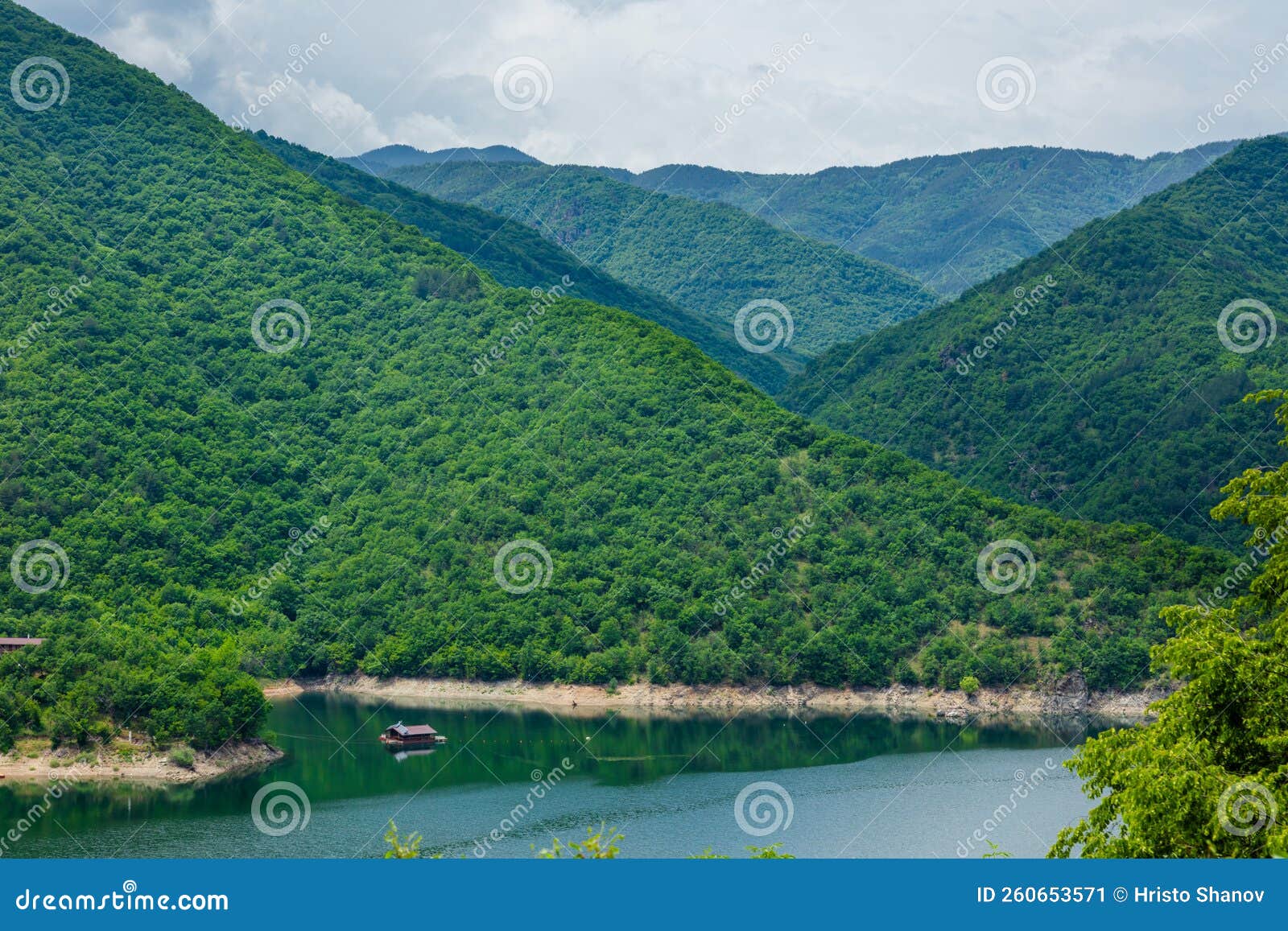 Aerial View of Green Mountains and River Stock Image - Image of calm ...