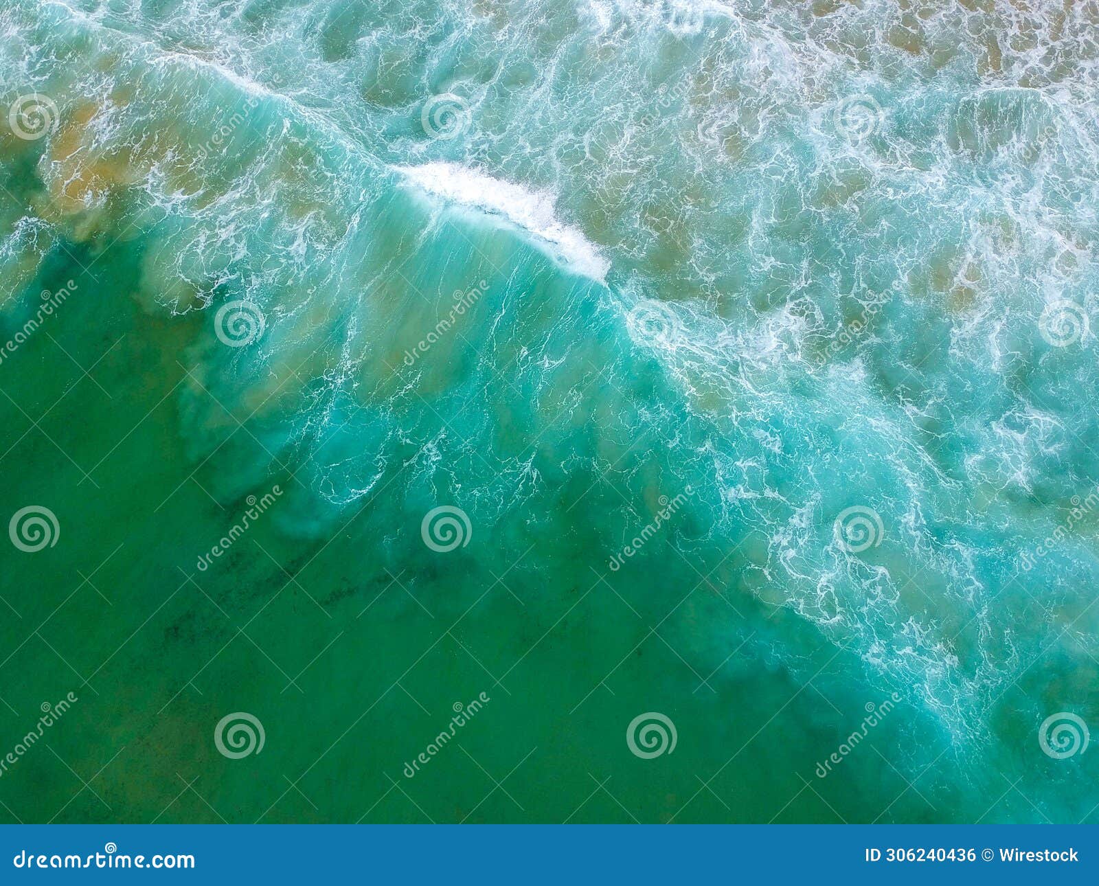 Aerial View of the Green Ocean Waves Stock Photo - Image of natural ...