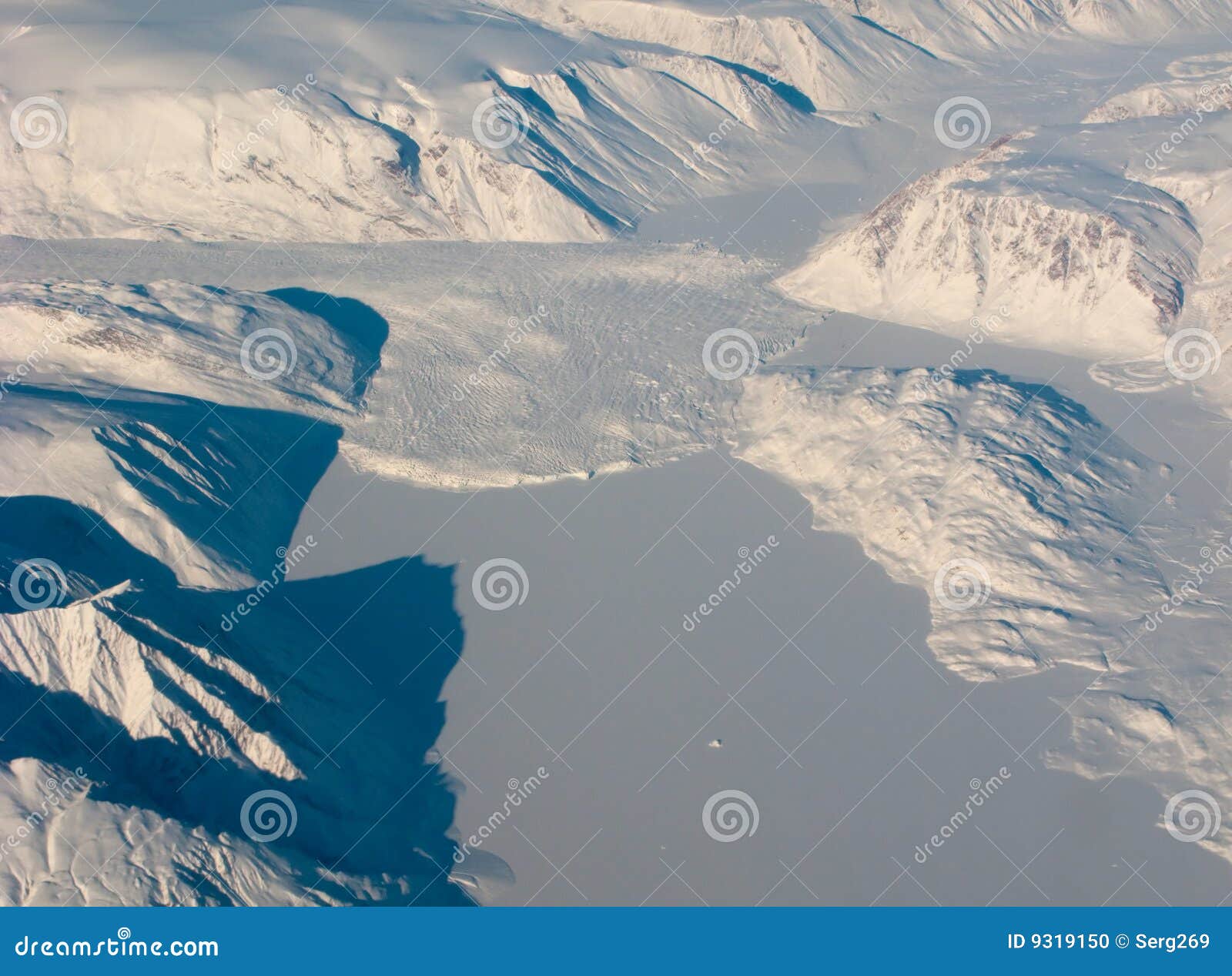 Aerial View of the Greenland Snow River Stock Photo - Image of range ...