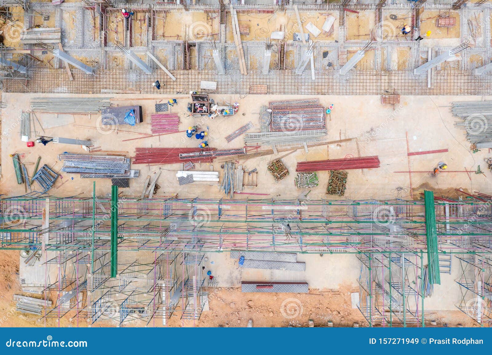 Aerial View of Group of Construction Worker Building in Construction ...
