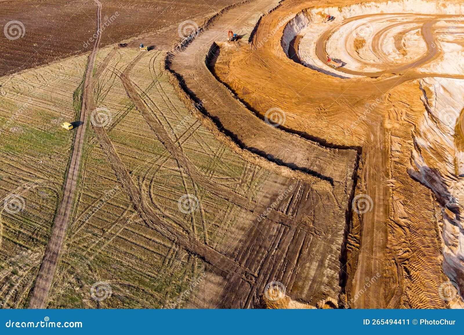 Aerial View of a Growing Sand Pit at the Expense of Fields Stock Image ...