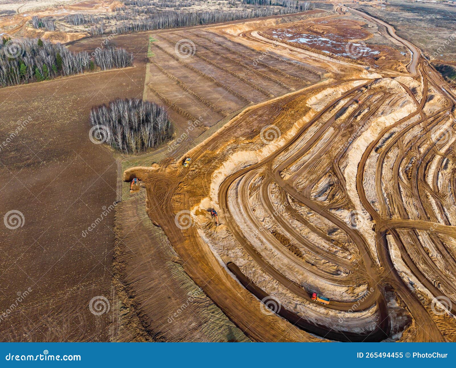 Aerial View of a Growing Sand Pit at the Expense of Fields Stock Image ...