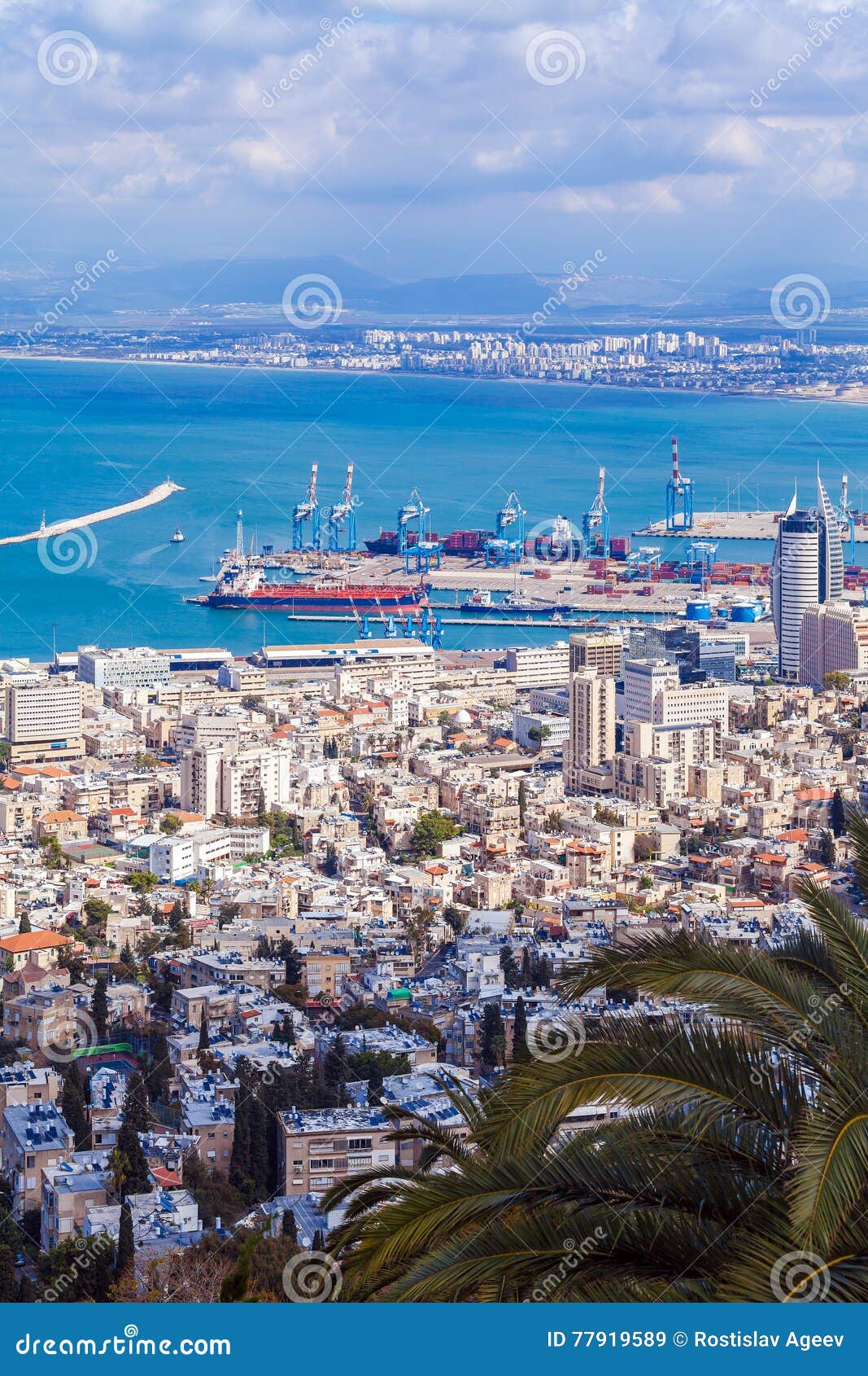Aerial View of Haifa city stock image. Image of city - 77919589