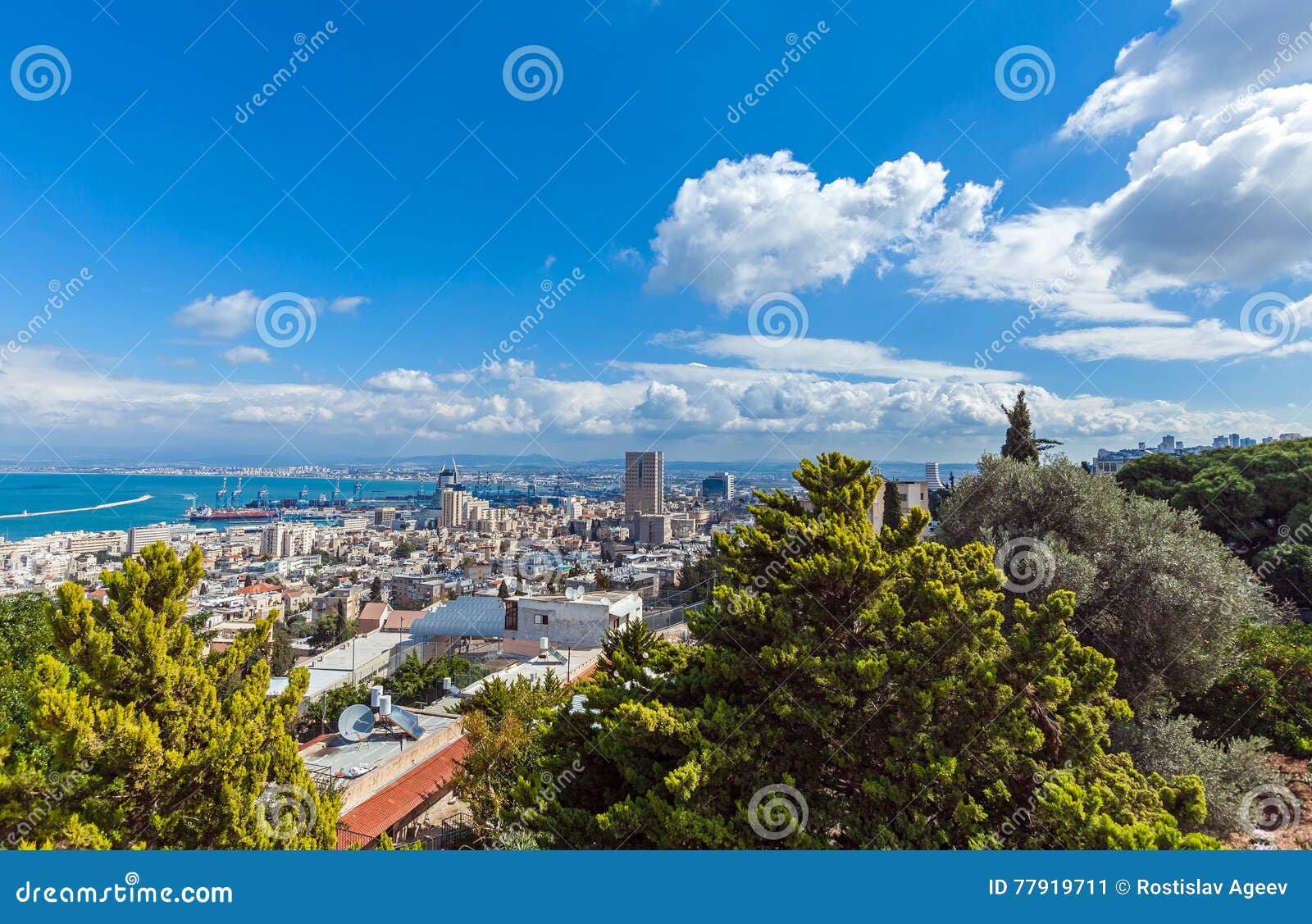 Aerial View of Haifa city stock image. Image of green - 77919711