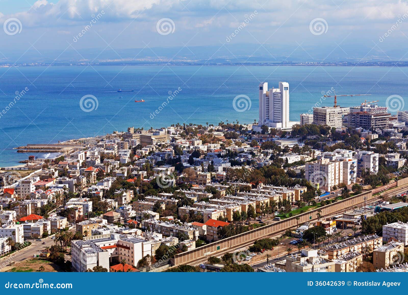 Aerial View of Haifa, Israel Stock Image - Image of street, cityscape ...