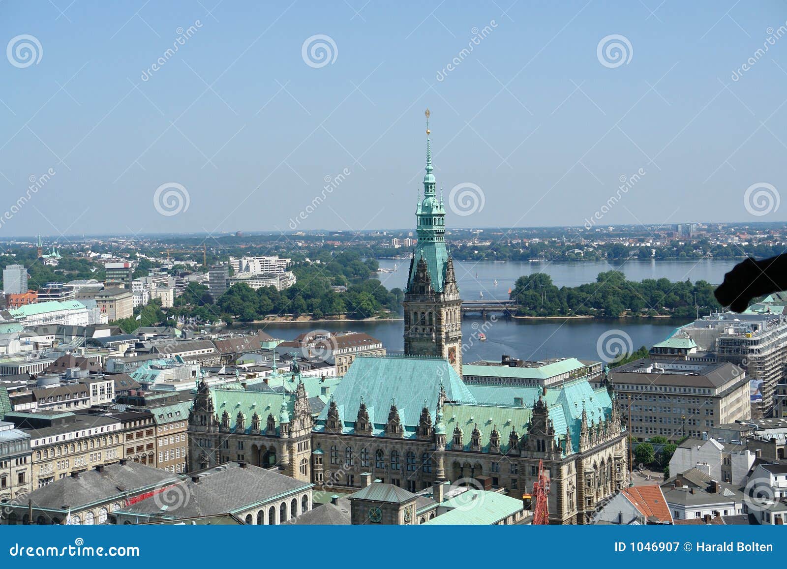 Aerial view of Hamburg stock image. Image of roof, aerial - 1046907