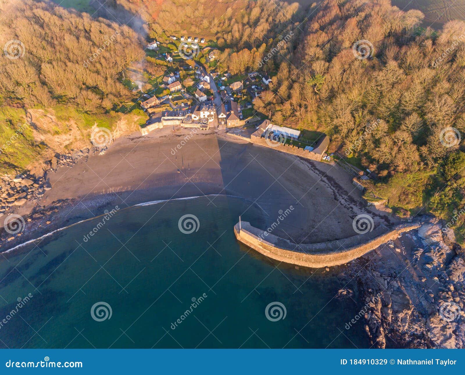 Aerial View of Polkerris Harbour Cornwall Stock Image - Image of ...