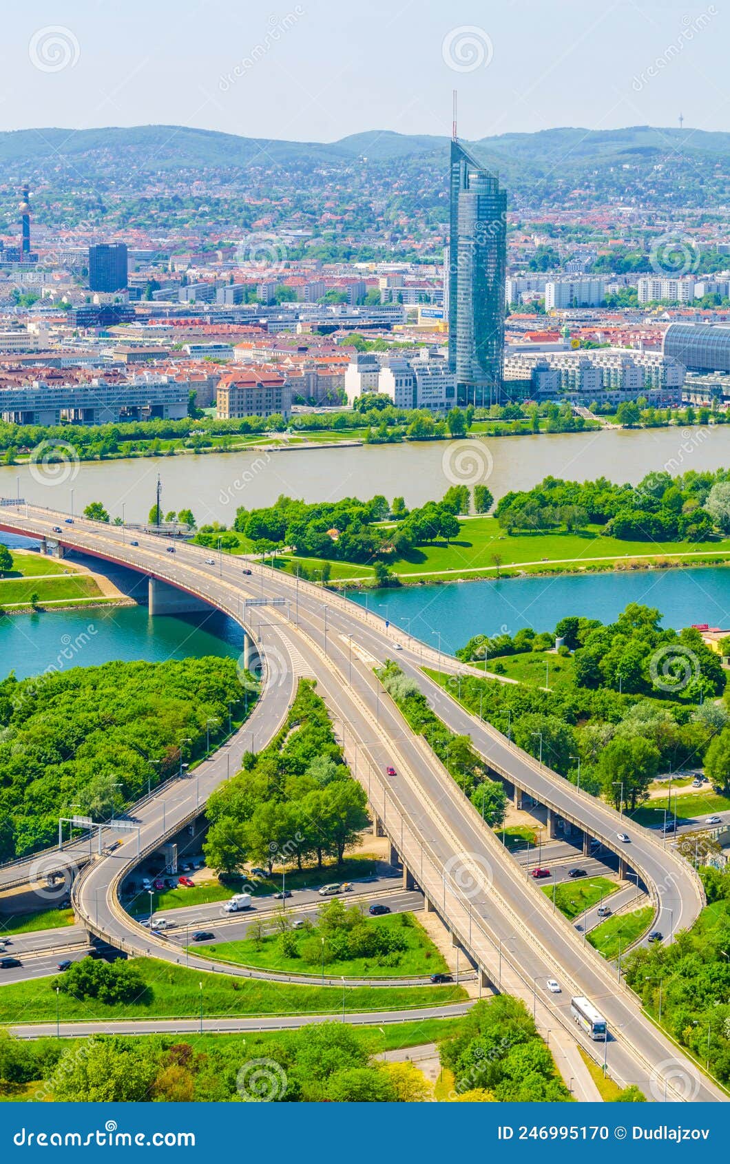 Aerial View of Handelskai Office District in Vienna...IMAGE Stock Photo ...