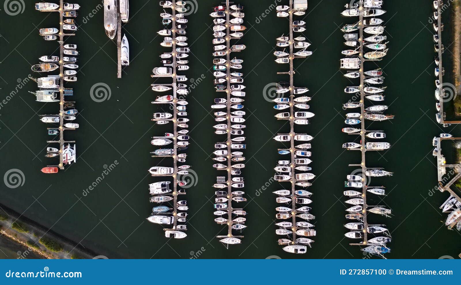 Aerial View of the Harbor with Boats Docked in the Water. Stock Photo ...