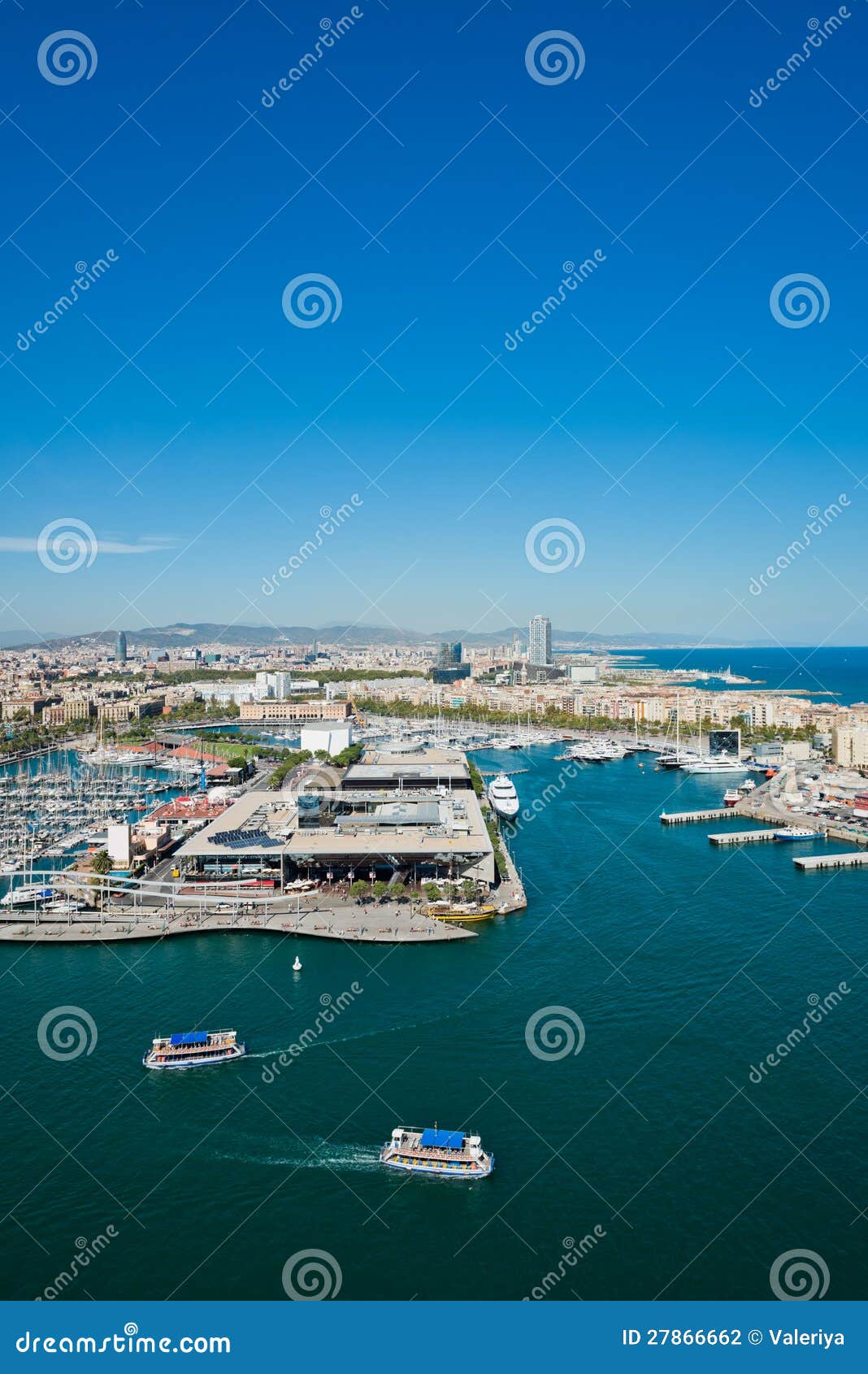 Aerial View of the Harbor District in Barcelona Stock Photo - Image of ...