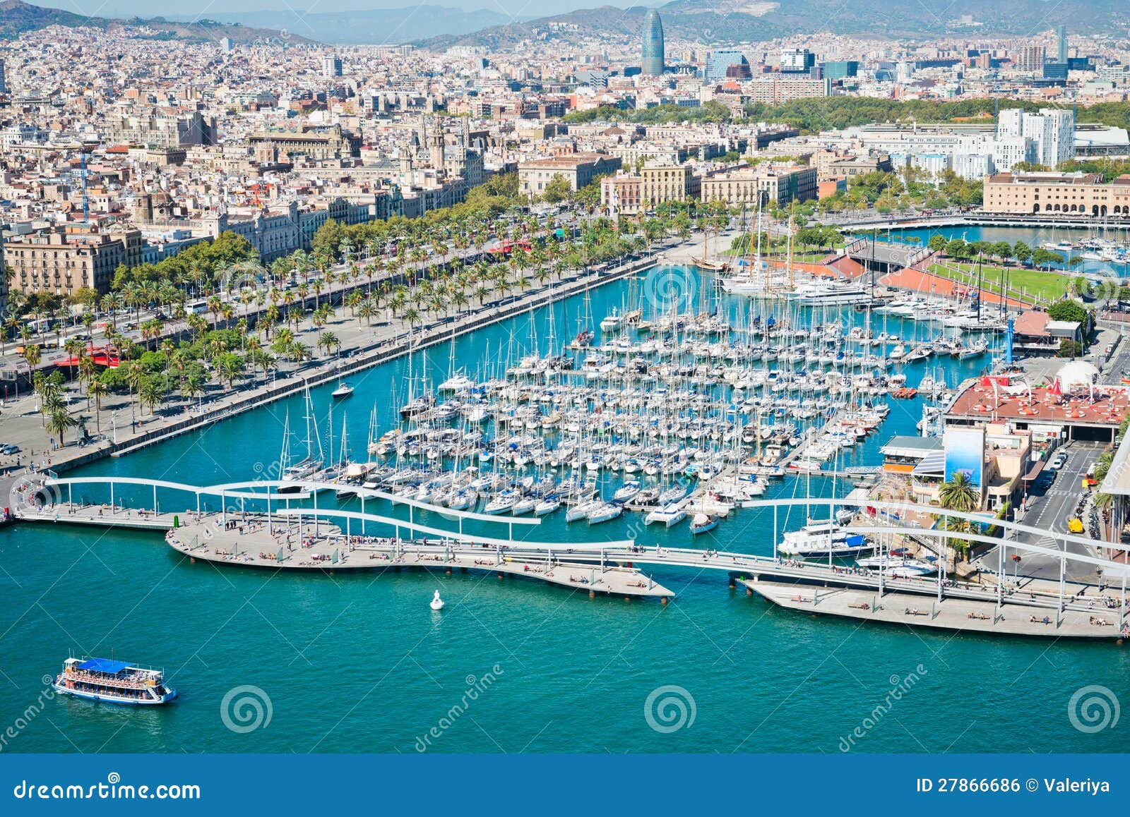 Aerial View of the Harbor District in Barcelona Stock Photo - Image of ...