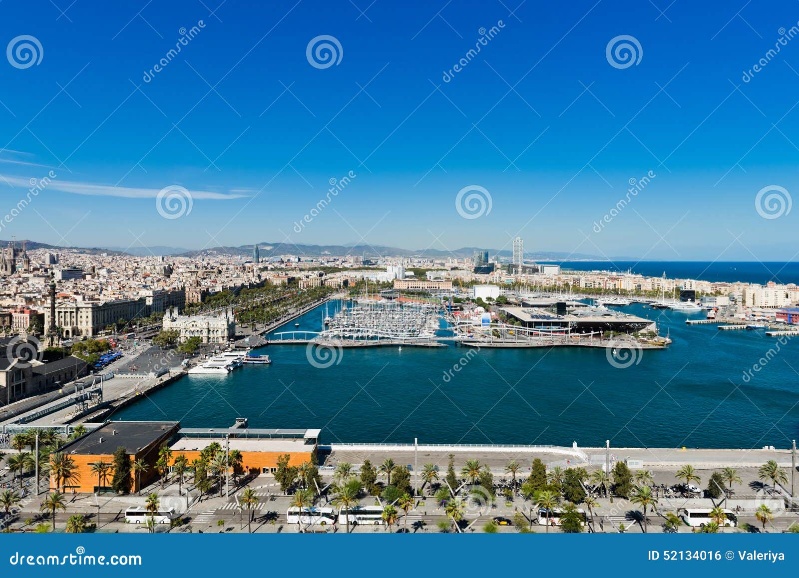 Aerial View of the Harbor District in Barcelona Stock Photo - Image of ...