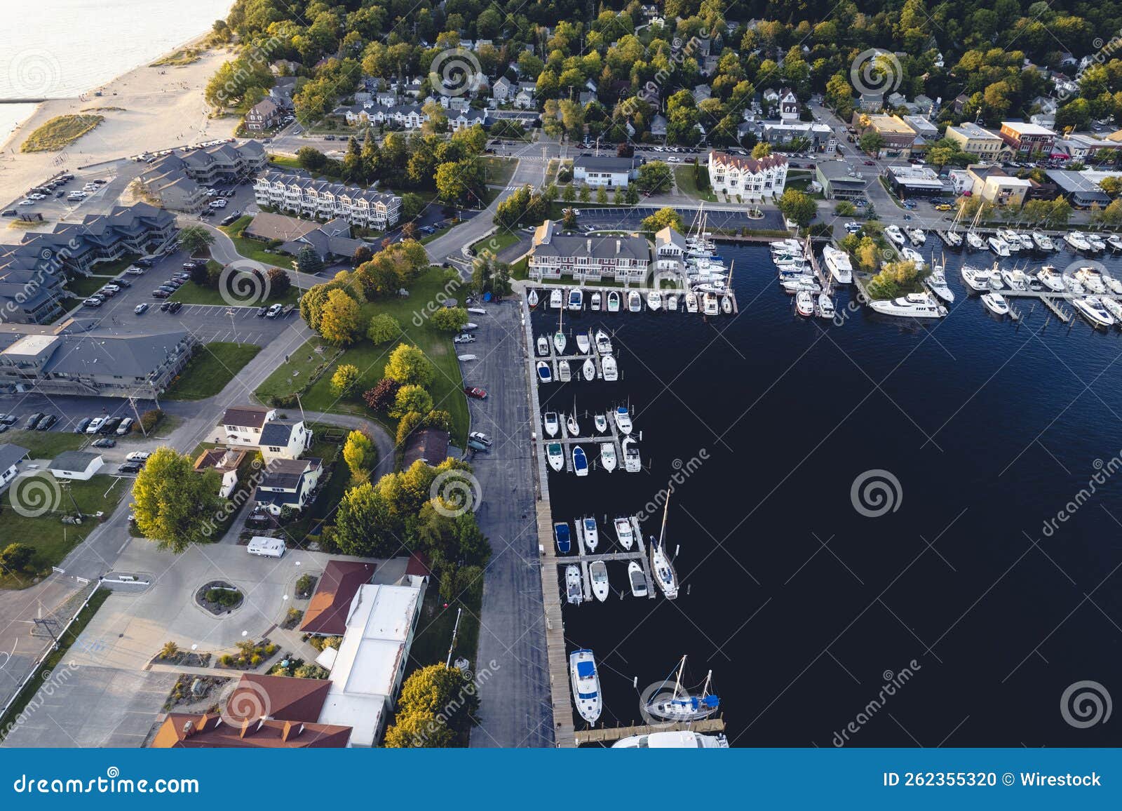 Aerial View of the Harbor in Frankfort, Michigan Stock Photo - Image of ...