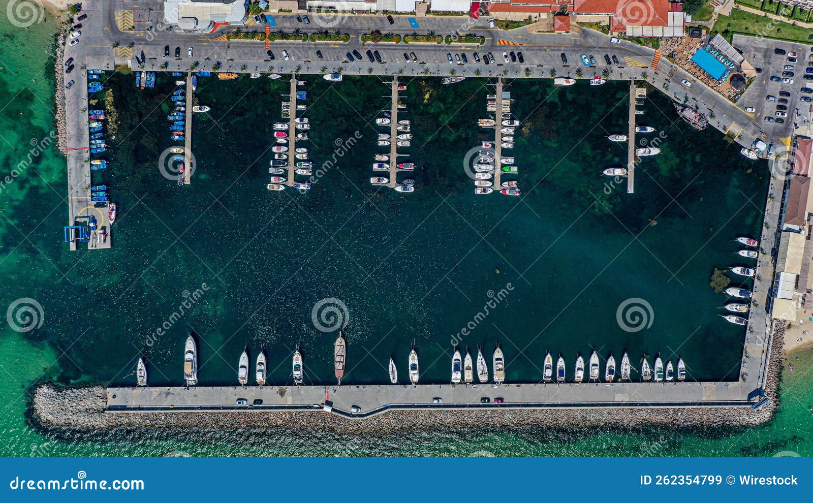 Aerial View of a Harbor in Summer Stock Image - Image of summer, ships ...