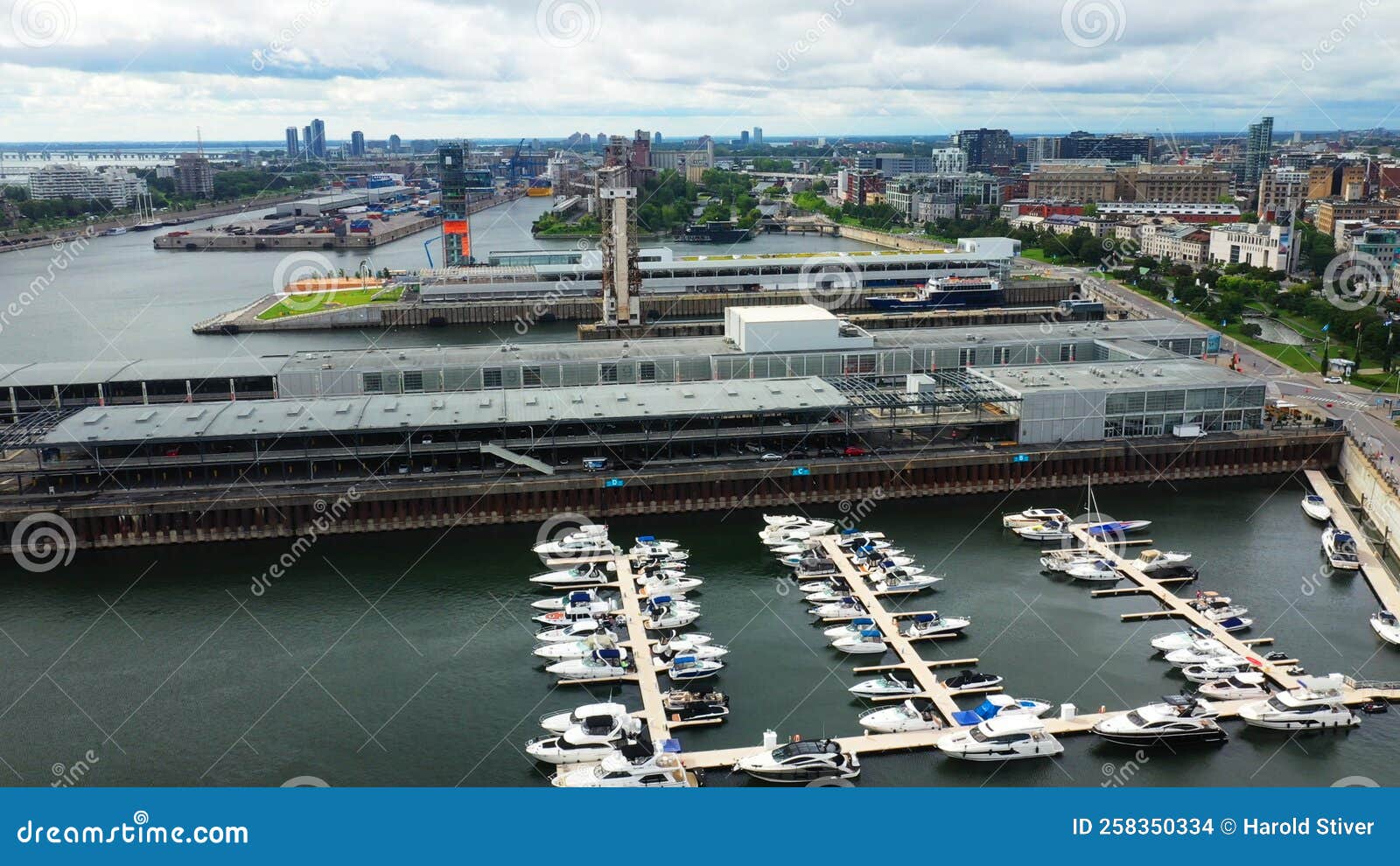 Aerial View of the Harbour in Montreal, Quebec, Canada Stock Photo ...