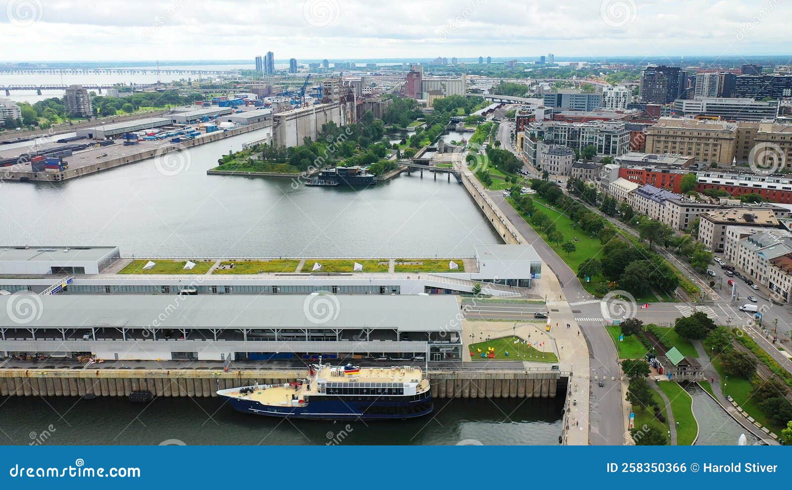 Aerial View of the Harbour in Montreal, Quebec, Canada Stock Photo ...